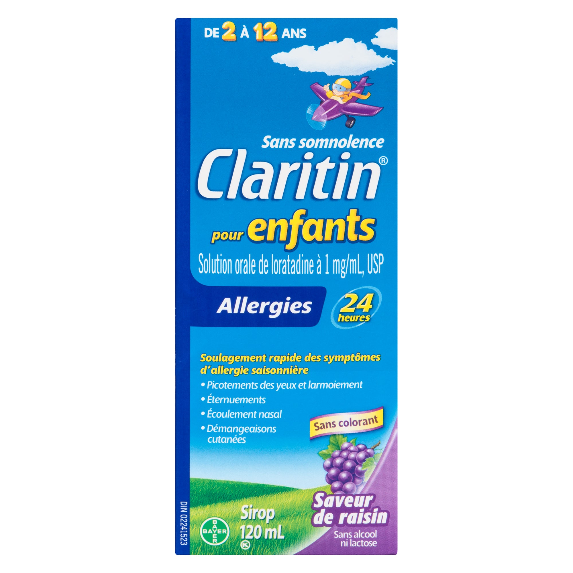 Claritin Allergy Ages 2-12 Kids 24 Hour Grape Flavour Syrup, 120-ml ...