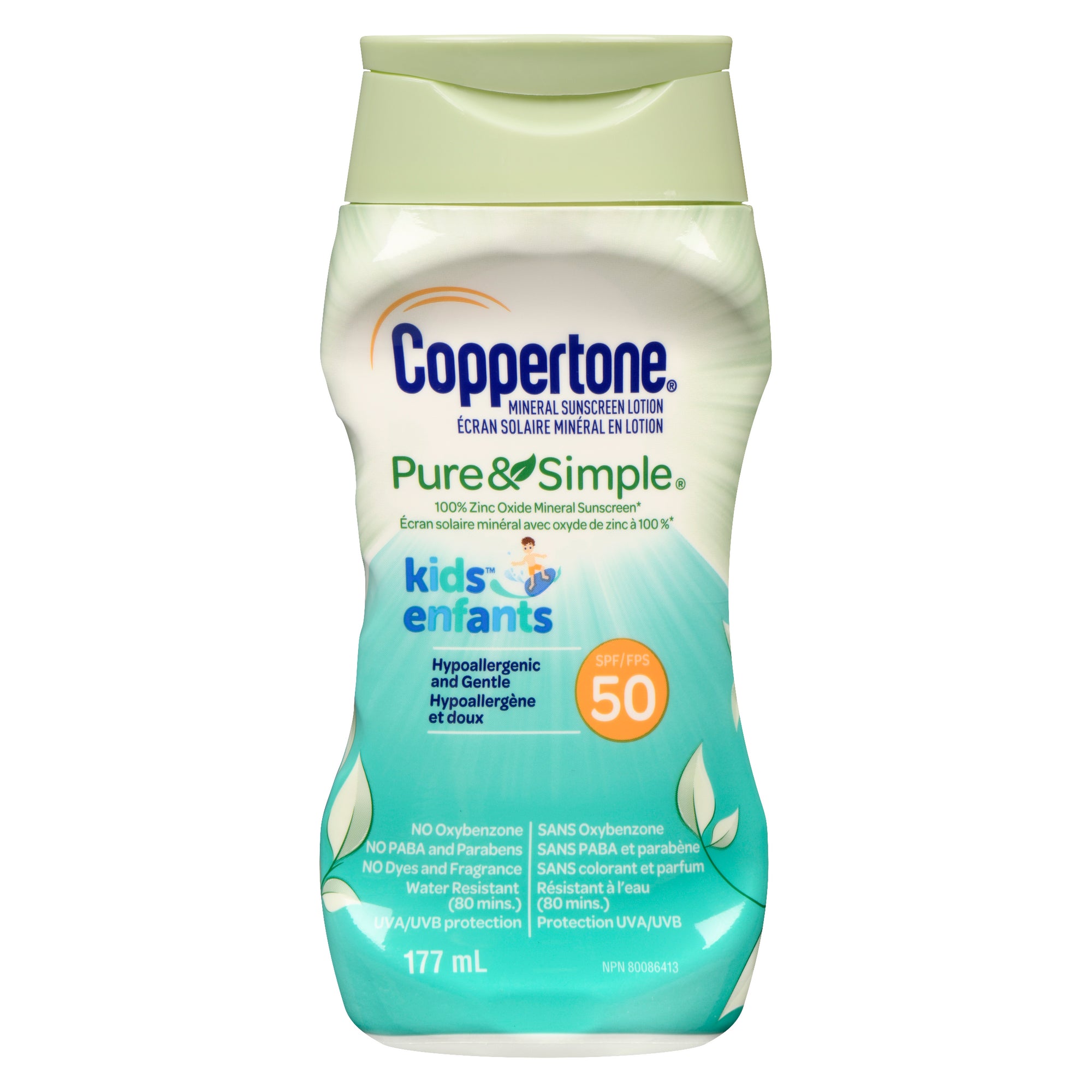 Coppertone Kids SPF 50 Pure & Simple Mineral Sunscreen Lotion, 177-ml ...