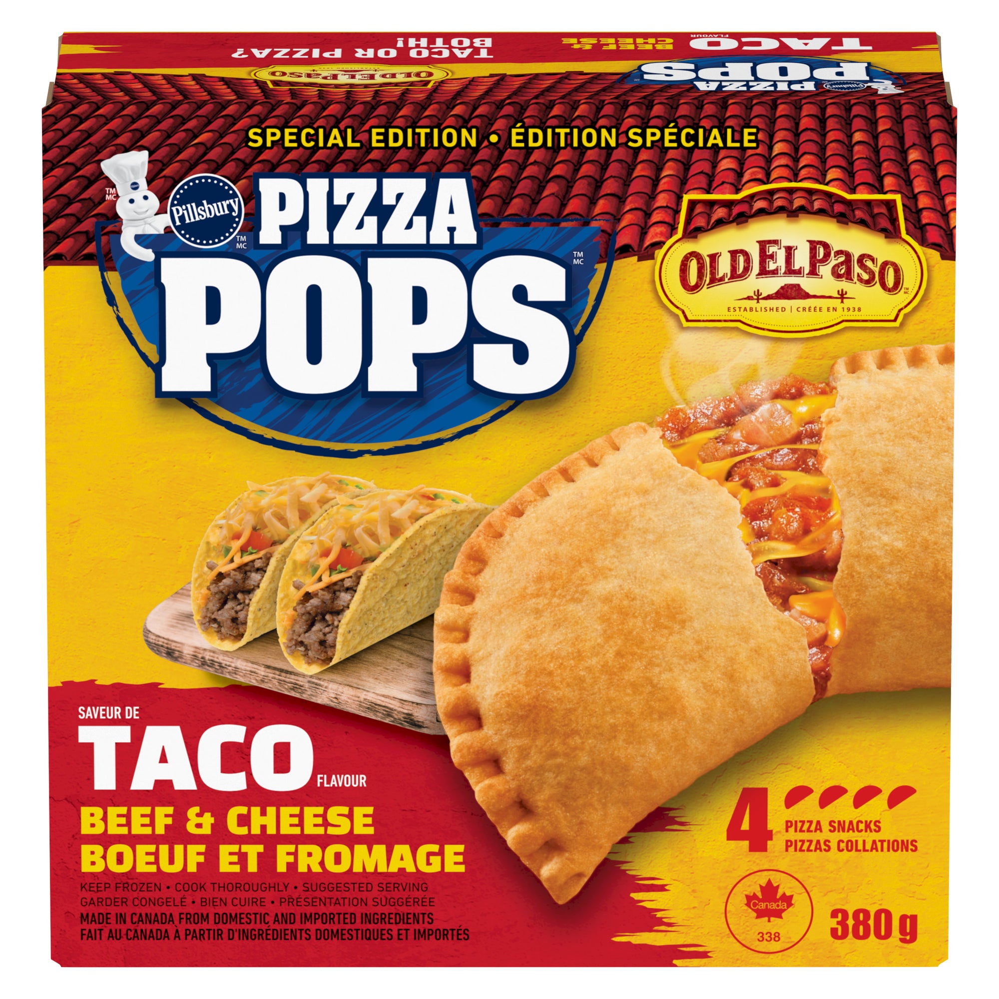 Pillsbury Pizza Pops Saveur de Taco Boeuf et Fromage, emb. de 4, 380 g ...