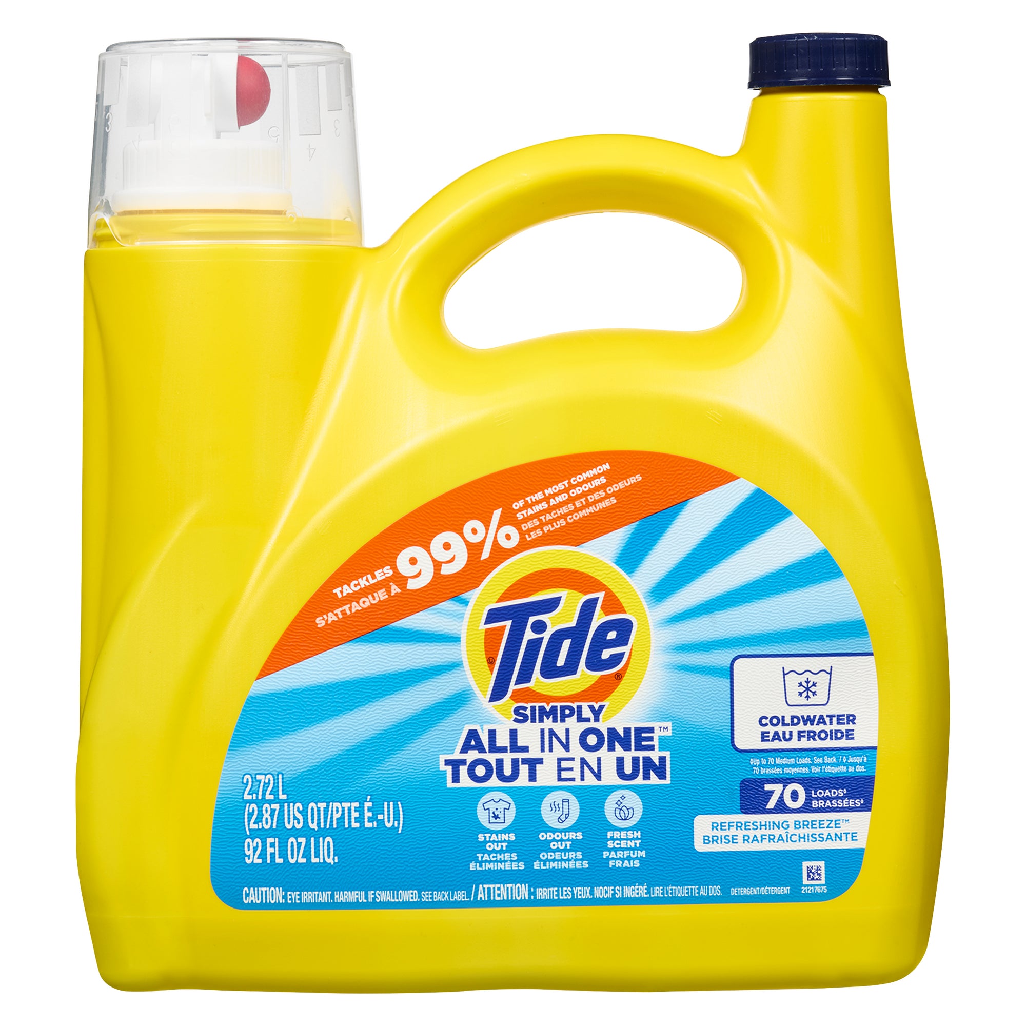 Tide Simple All in One Laundry Detergent, Refreshing Breeze, 2.72 L ...