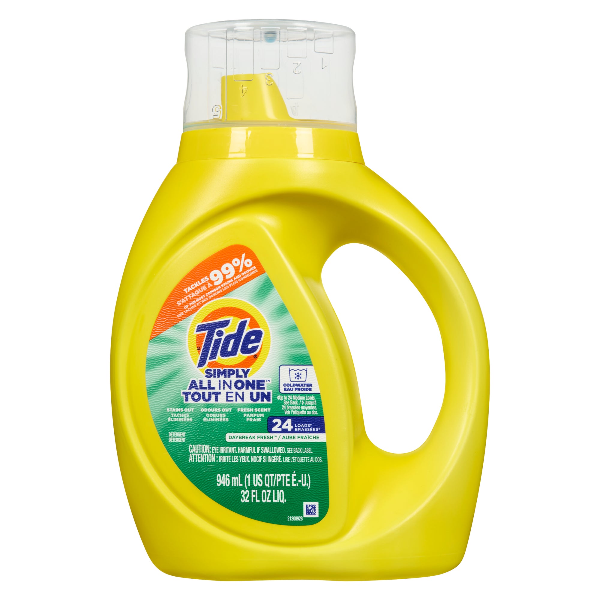 Détergent à lessive liquide Tide Simply Tout-en-un, Aube fraîche, 946 ...