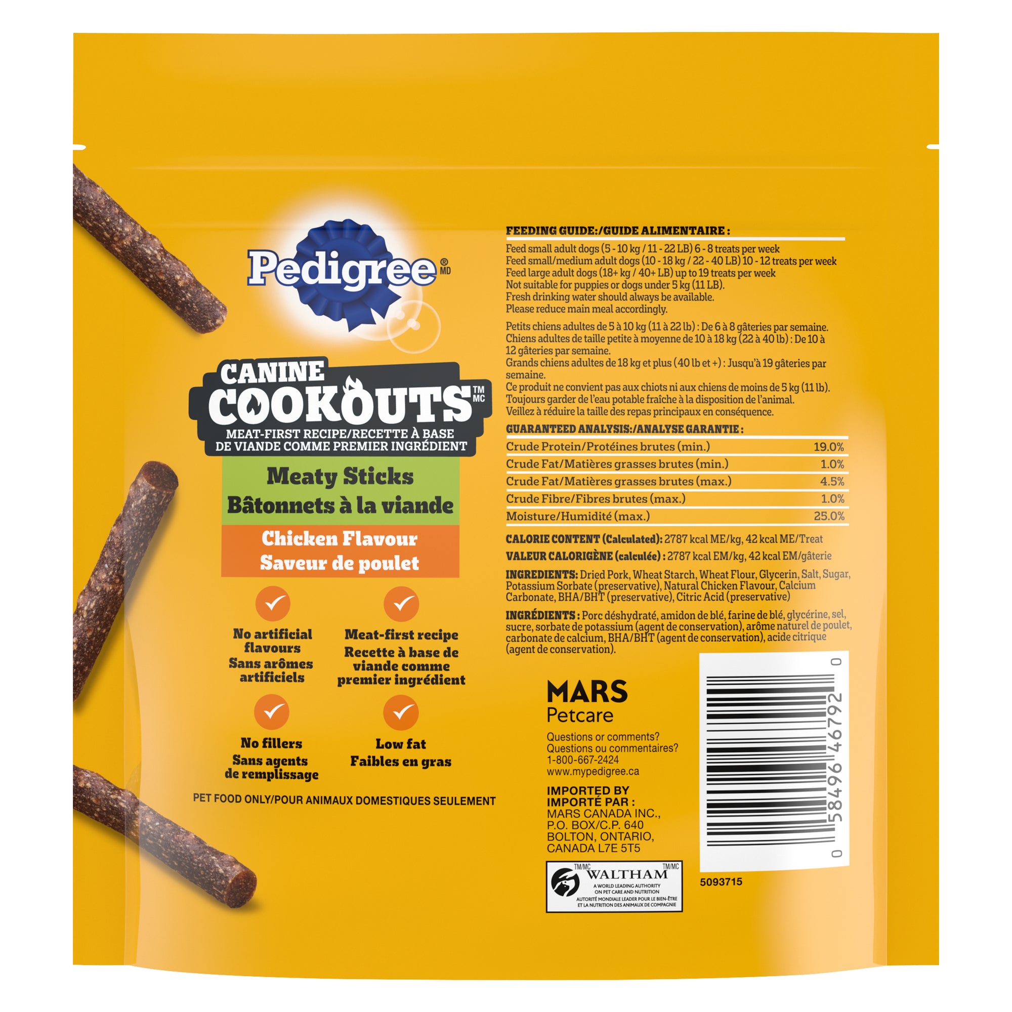 Pedigree Canine Cookouts Treats for Dogs, Meaty Sticks Chicken, Dogs 5 ...