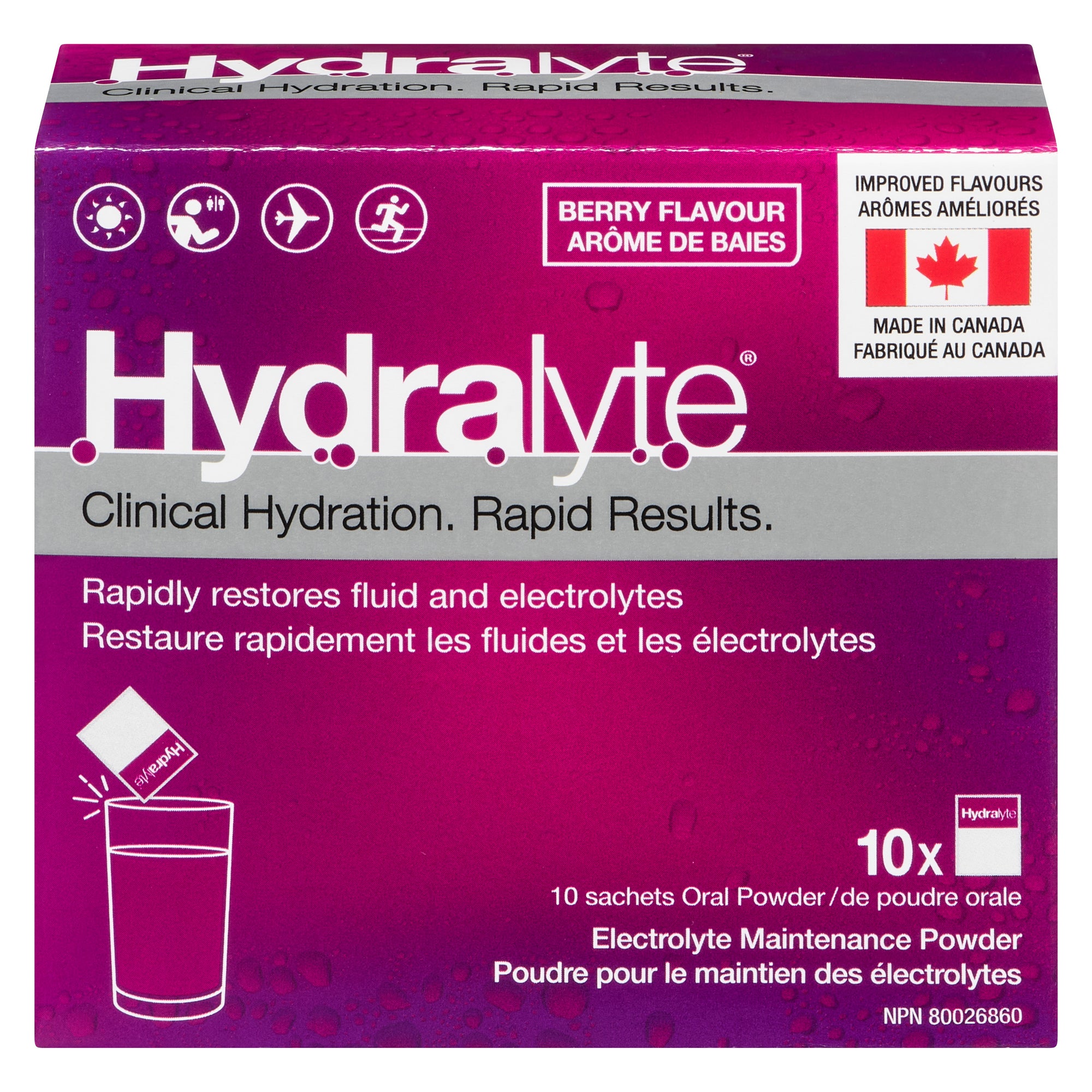 Hydralyte Electrolyte Maintenance Berry Flavour Oral Powder, 10-Pack ...