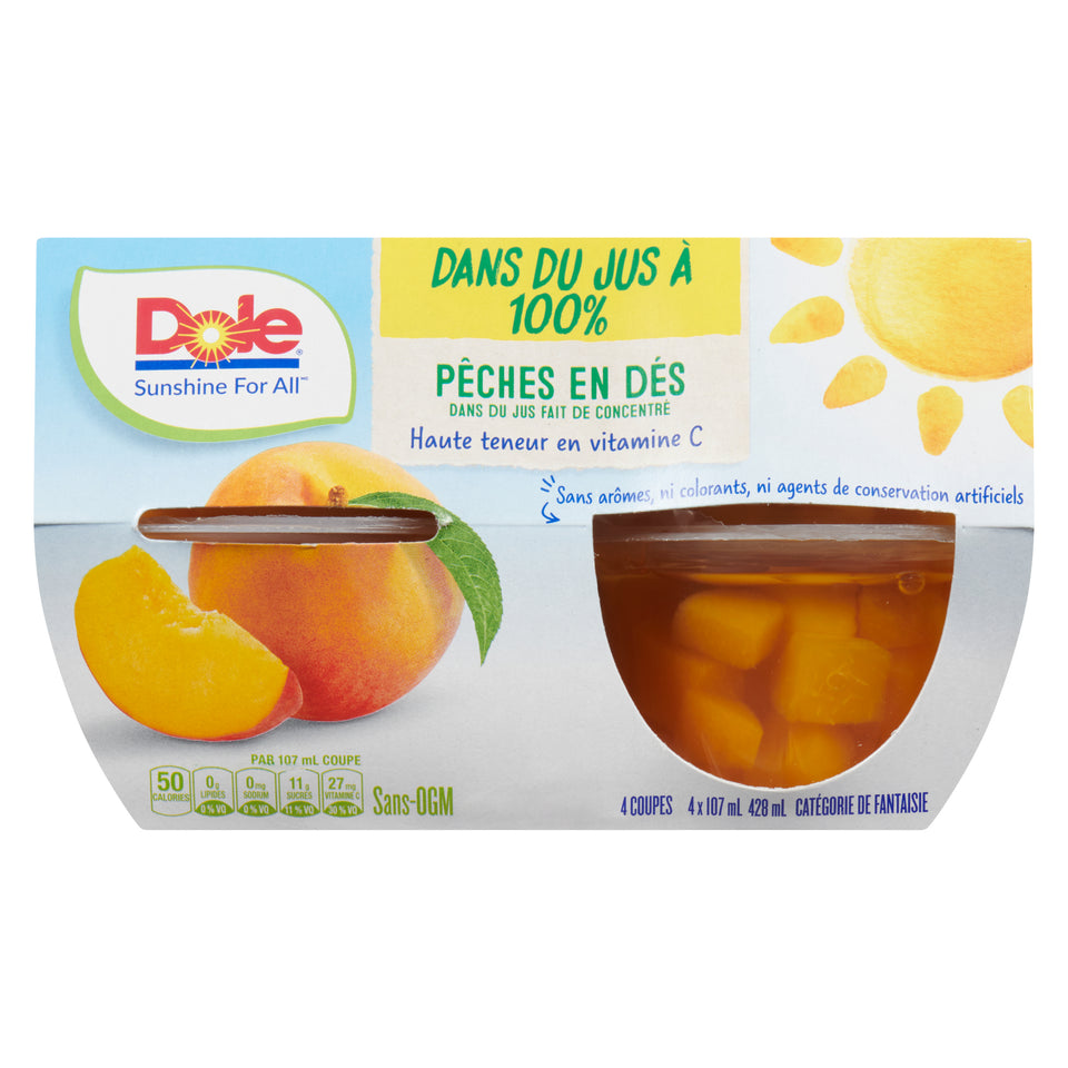 Dole Diced Peaches Cups, 4-Pack, 107-ml – Giant Tiger