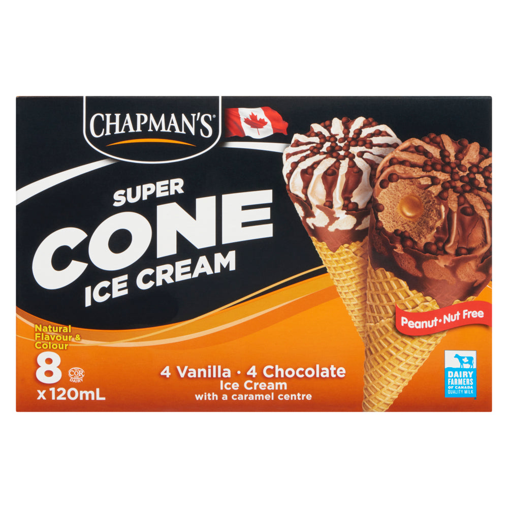 Chapman's Vanilla Chocolate Ice Cream Super Cones 8pk. - 120ml – Giant ...