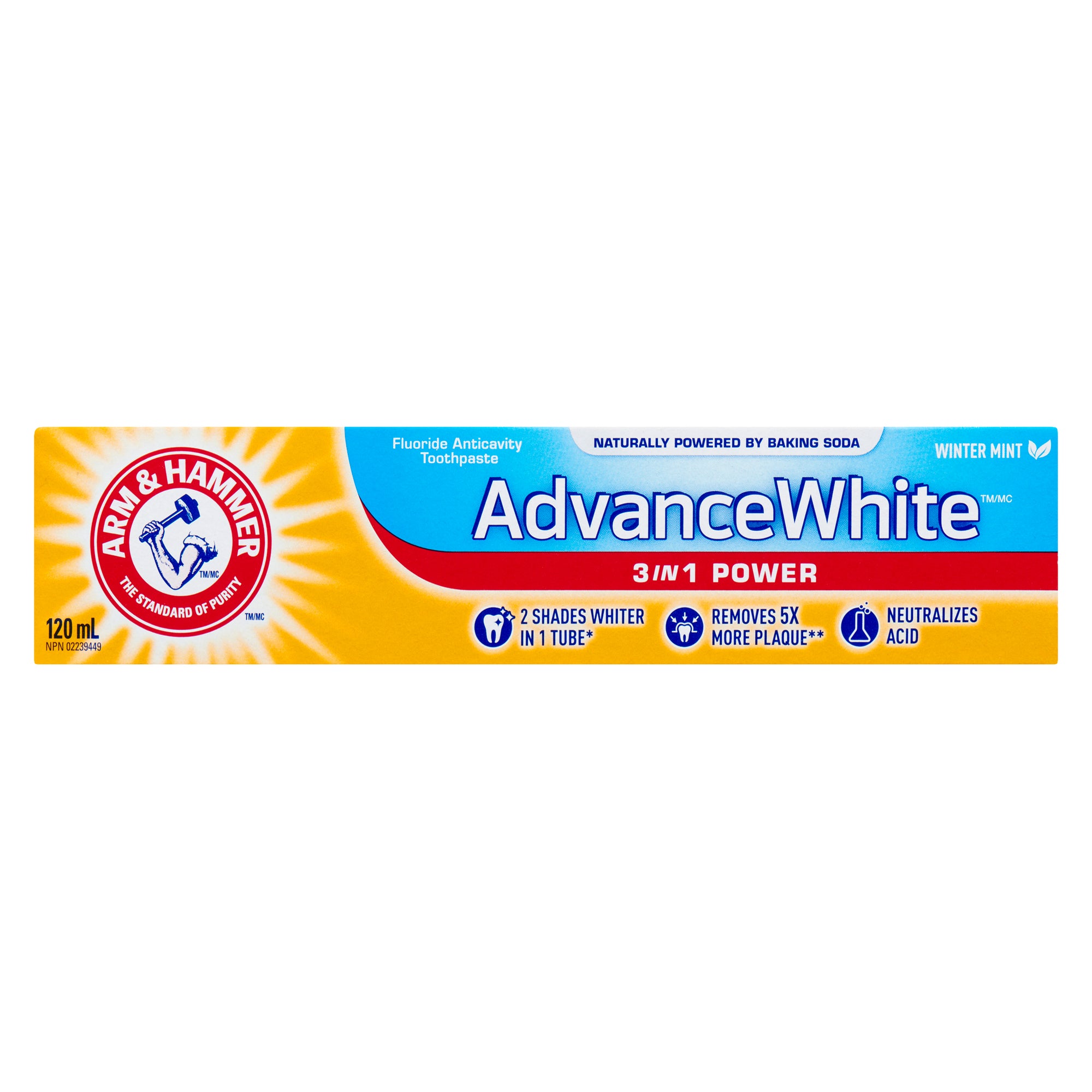 Arm & Hammer Advance White 3-in-1 Power Fluoride Toothpaste, 120-mL ...