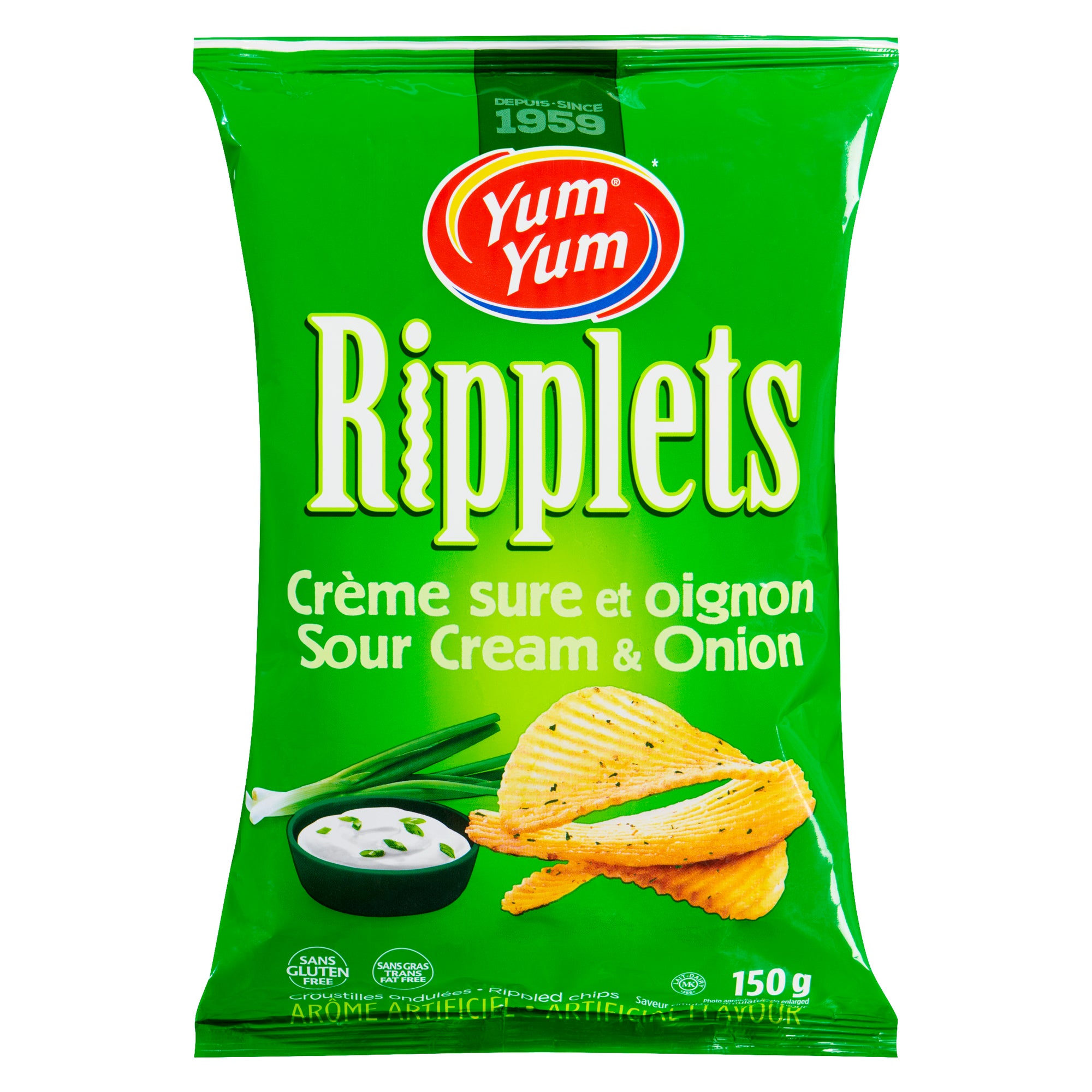 Yum Yum Ripplets Sour Cream & Onion Flavoured Rippled Chips, 150-g ...
