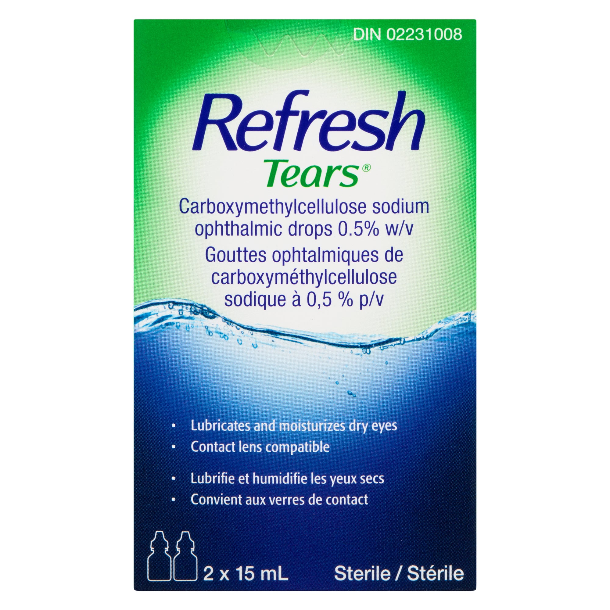 Refresh Tears Gouttes Oculaires Lubrifiantes, Emballage de 2, 15 ml ...