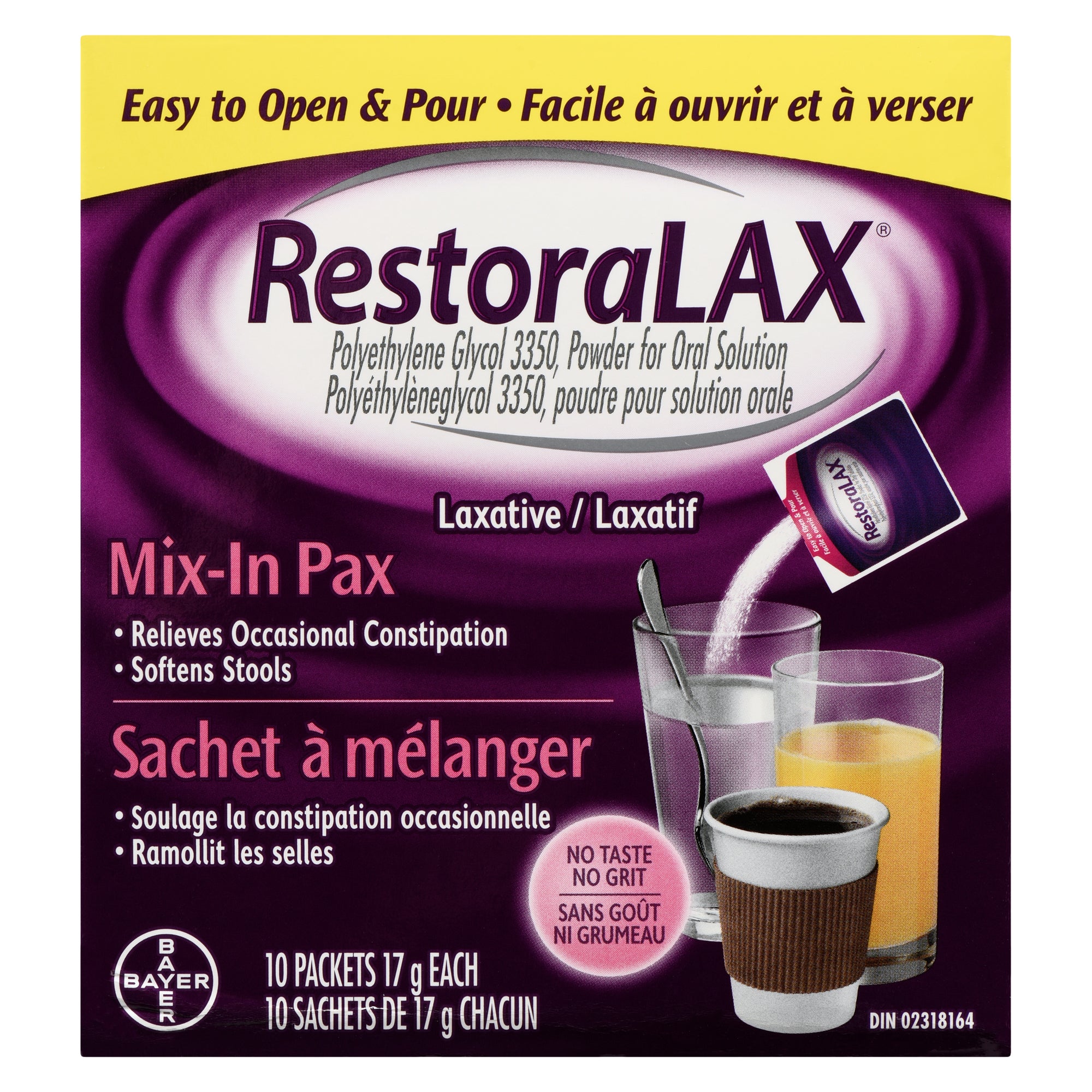 RestoraLAX Laxative Mix-in Pax Travel Size Packets, 10-Pack, 17-g ...
