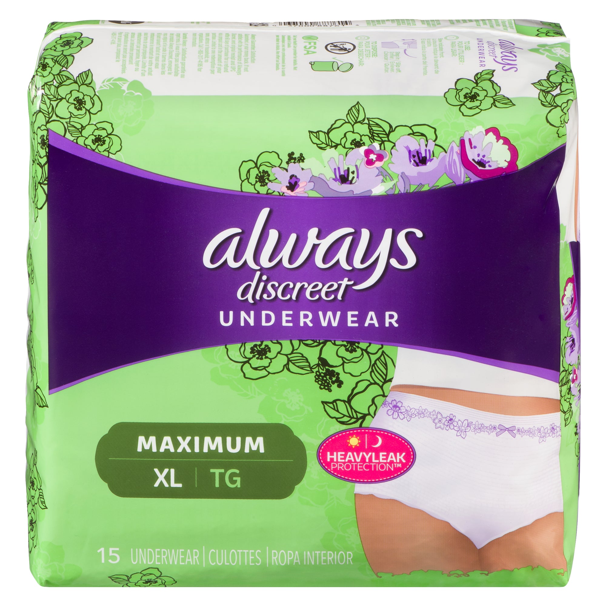 Always Discreet Maximum Protection Underwear, XL, 15-Pack – Giant Tiger