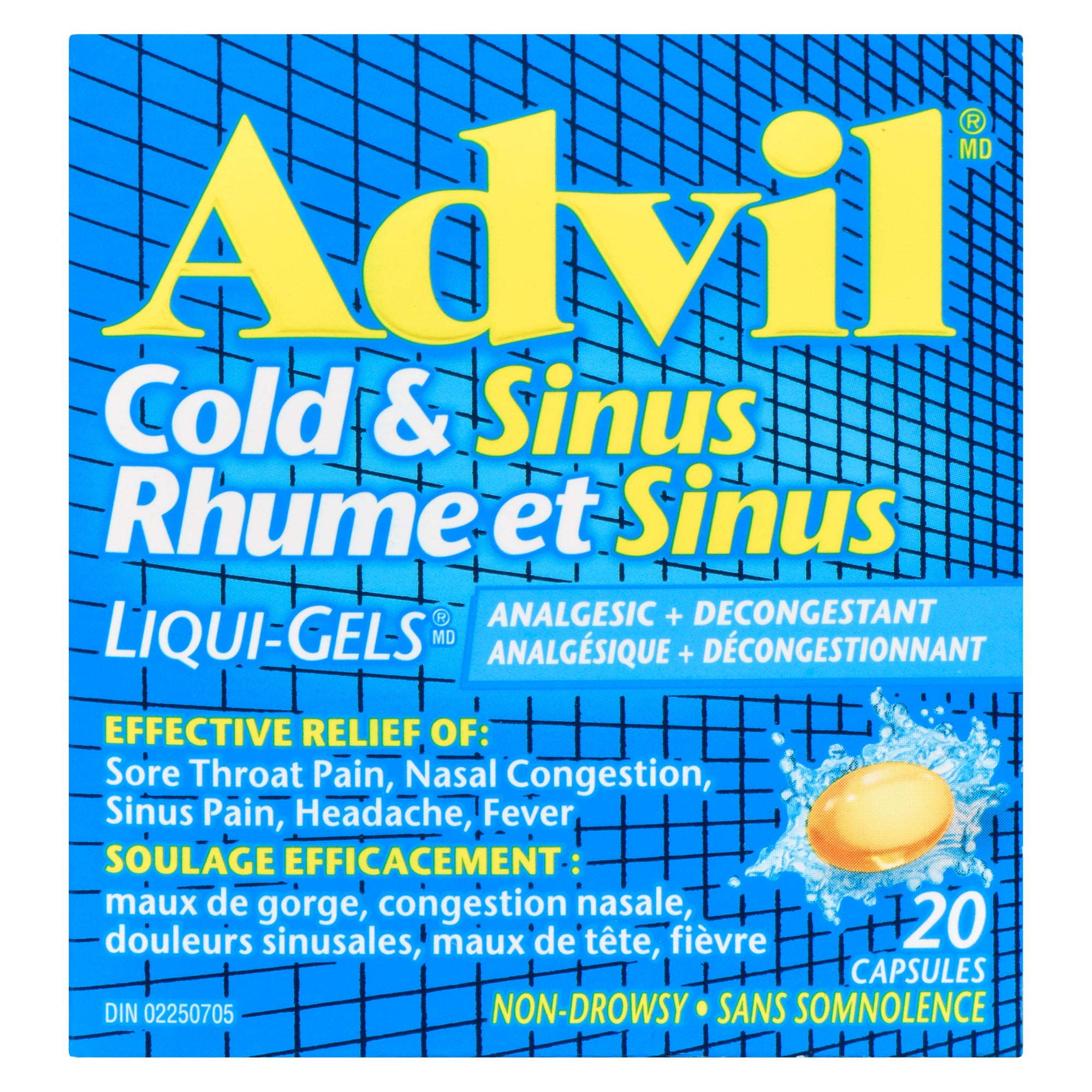 Advil Cold & Sinus Liqui-Gels Analgesic + Decongestant Capsules, 20-Pa ...