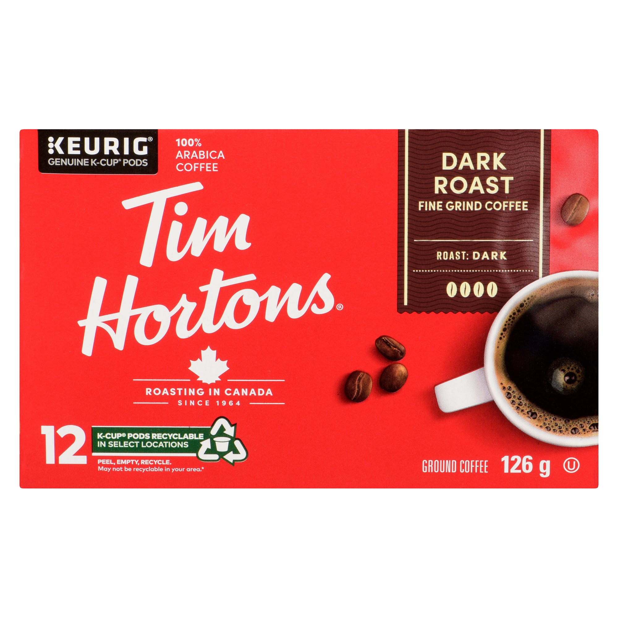 Tim Hortons Fine Grind Dark Roast Coffee K-Cup Pods 12pk. - 126g ...