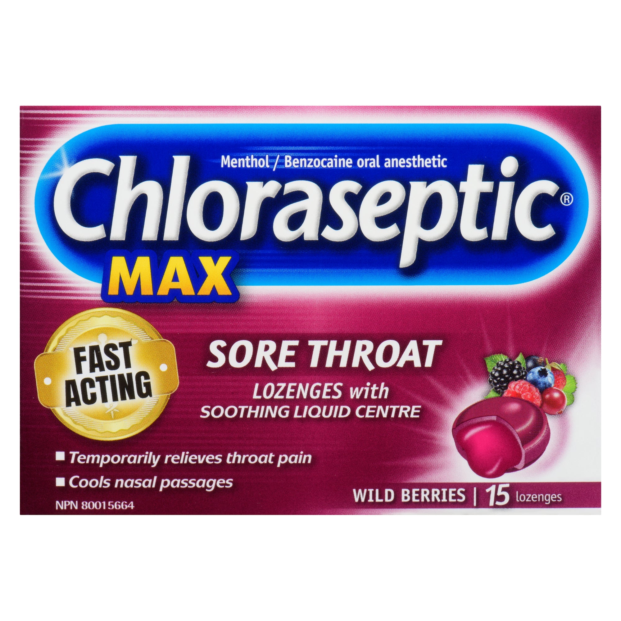 Chloraseptic Sore Throat Lozenges with Soothing Liquid Centre Max Wild ...
