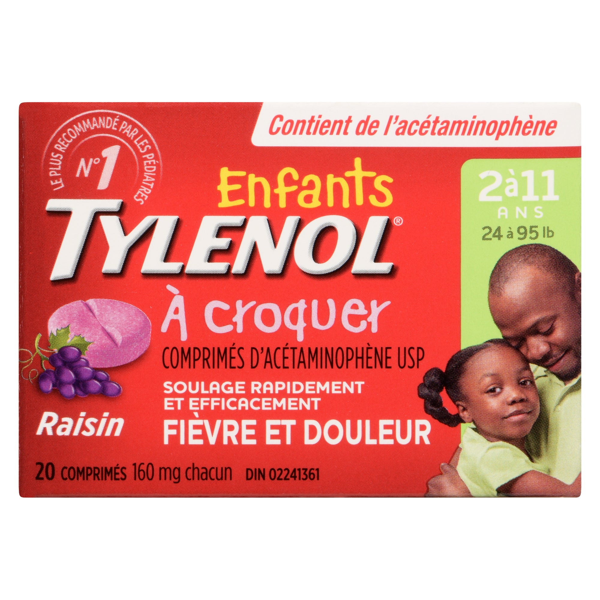 Tylenol Children's Acetaminophen USP 160-mg Grape Chewable Tablets, 20 ...