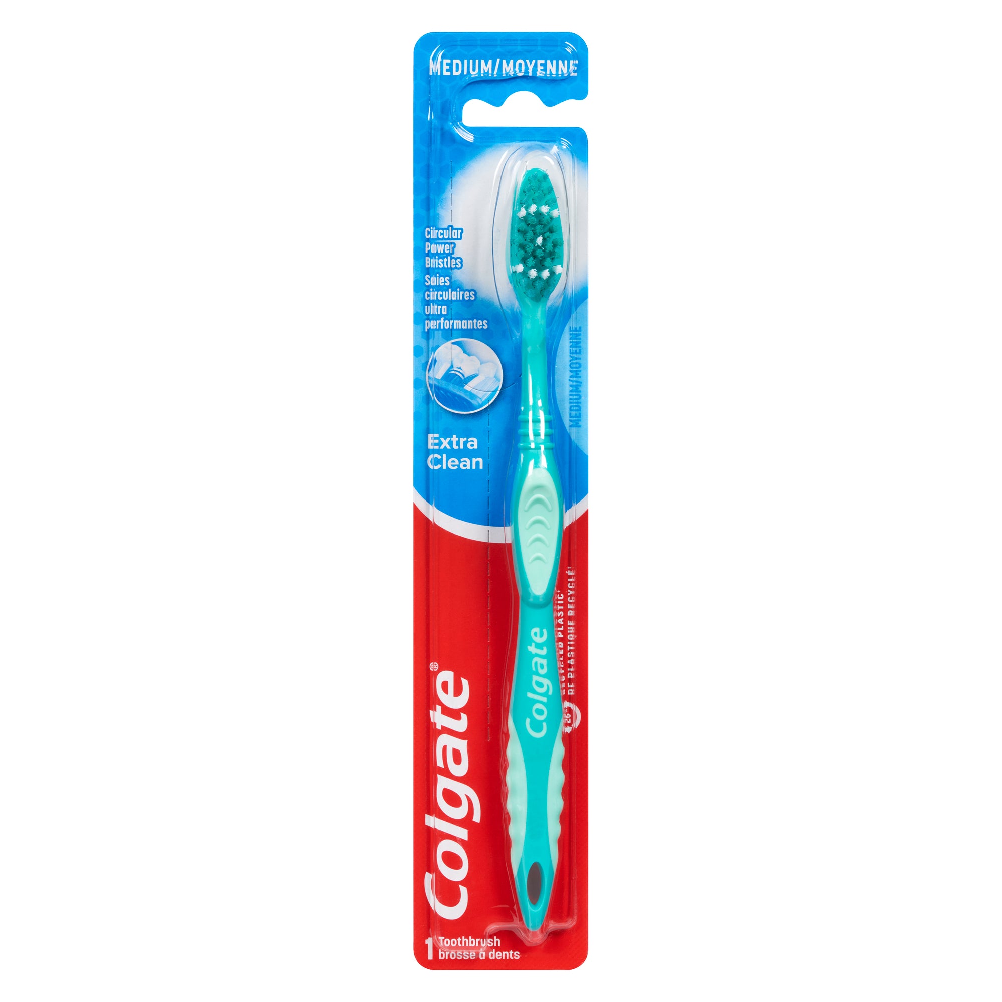 Colgate Extra Clean Toothbrush with Circular Power Bristles, Blue, Med ...
