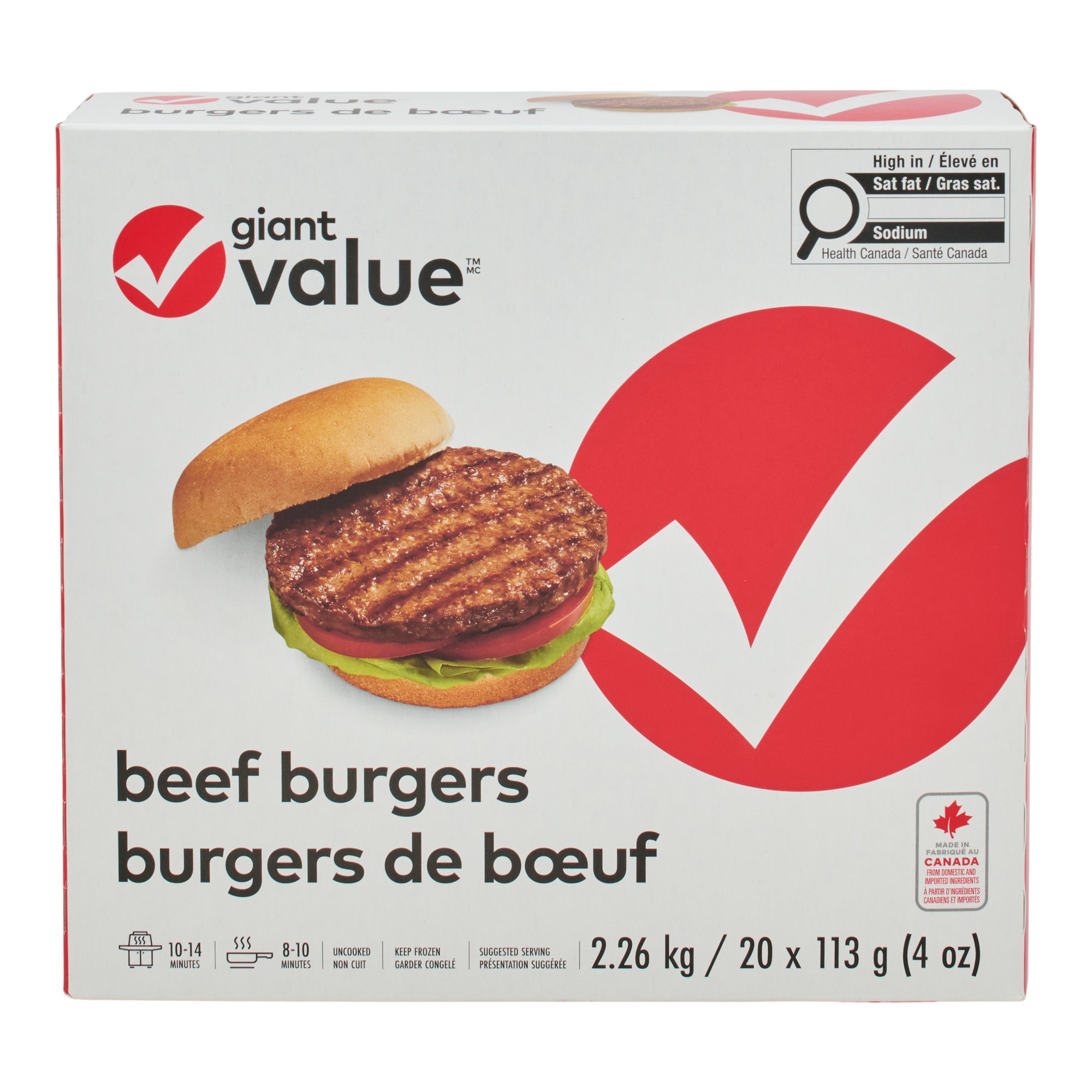Giant Value Beef Burgers, 20-Pack, 2.26 kg – Giant Tiger
