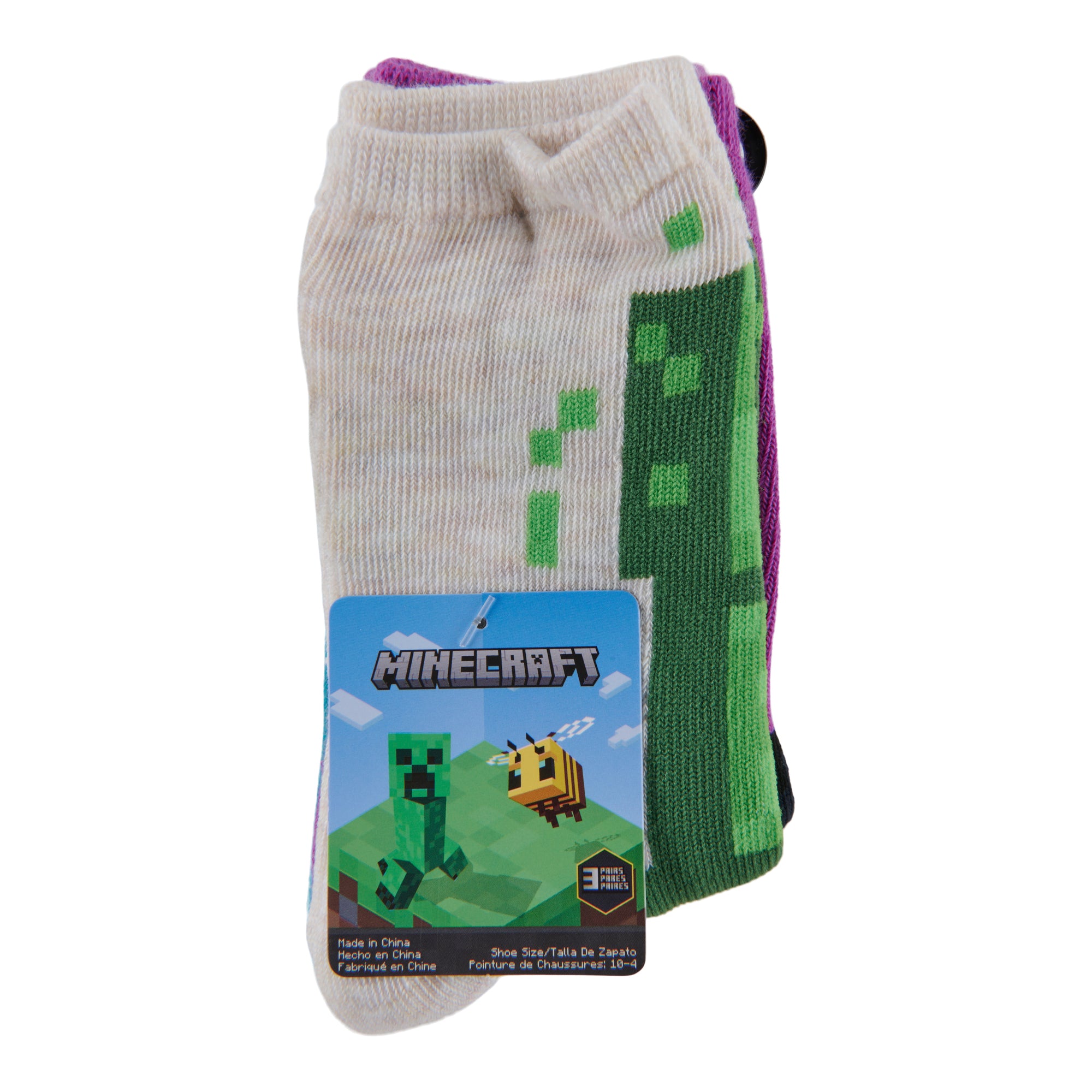 Girl's Licensed Minecraft Crew Socks, 3-Pack – Giant Tiger