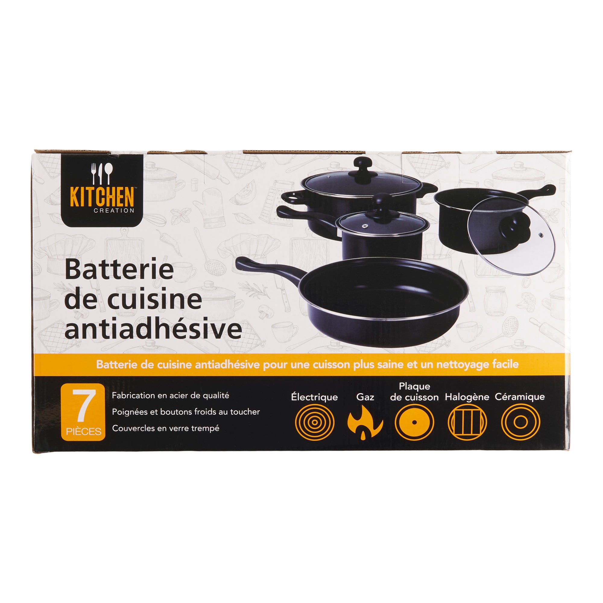 Kitchen Creations Cookware Set, Black, 7-Piece – Giant Tiger
