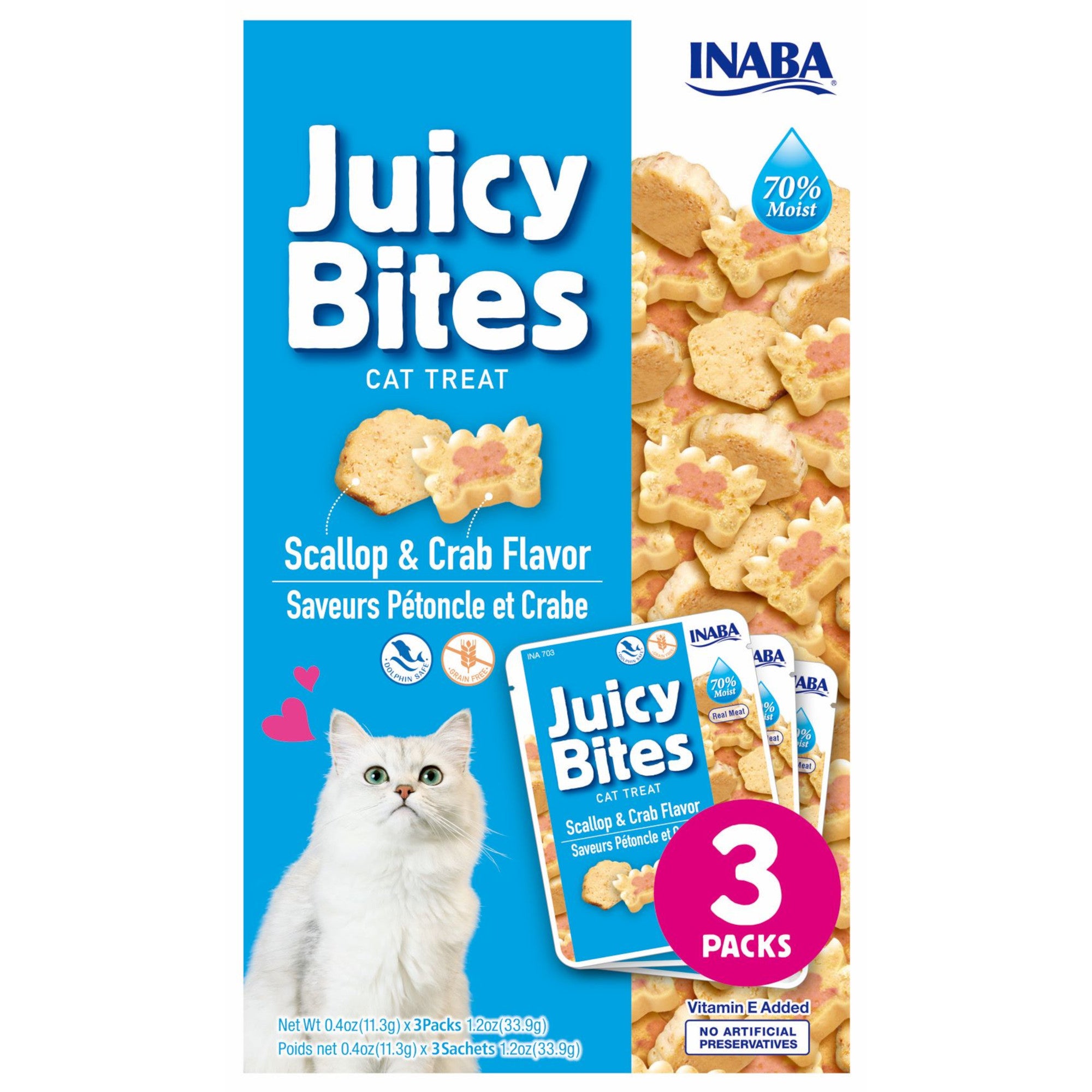 Inaba Juicy Bites Scallop & Crab Flavour Cat Treats, 3-Pack, 33.9-g ...
