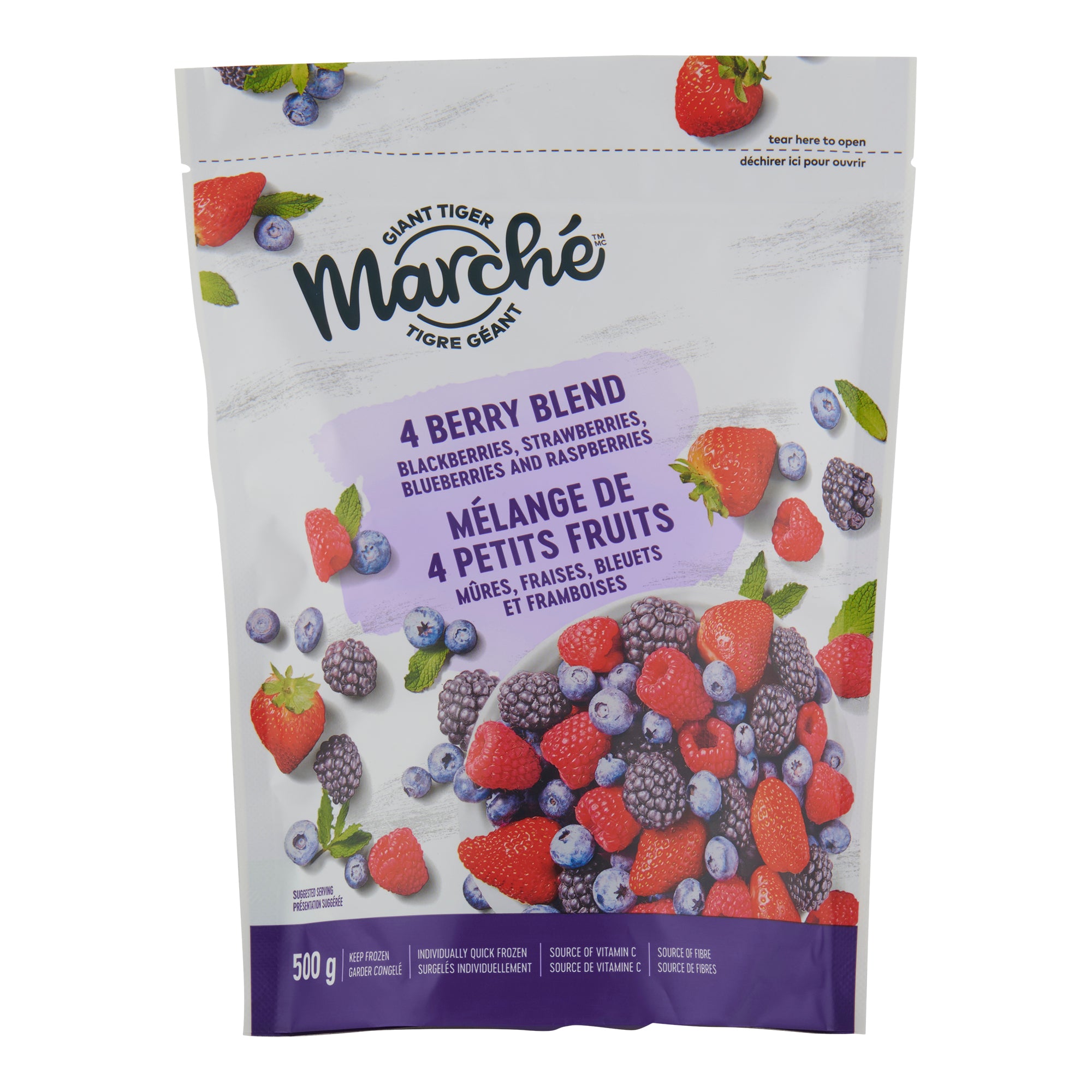 Giant Tiger Marché Frozen 4-Berry Blend, 600-g