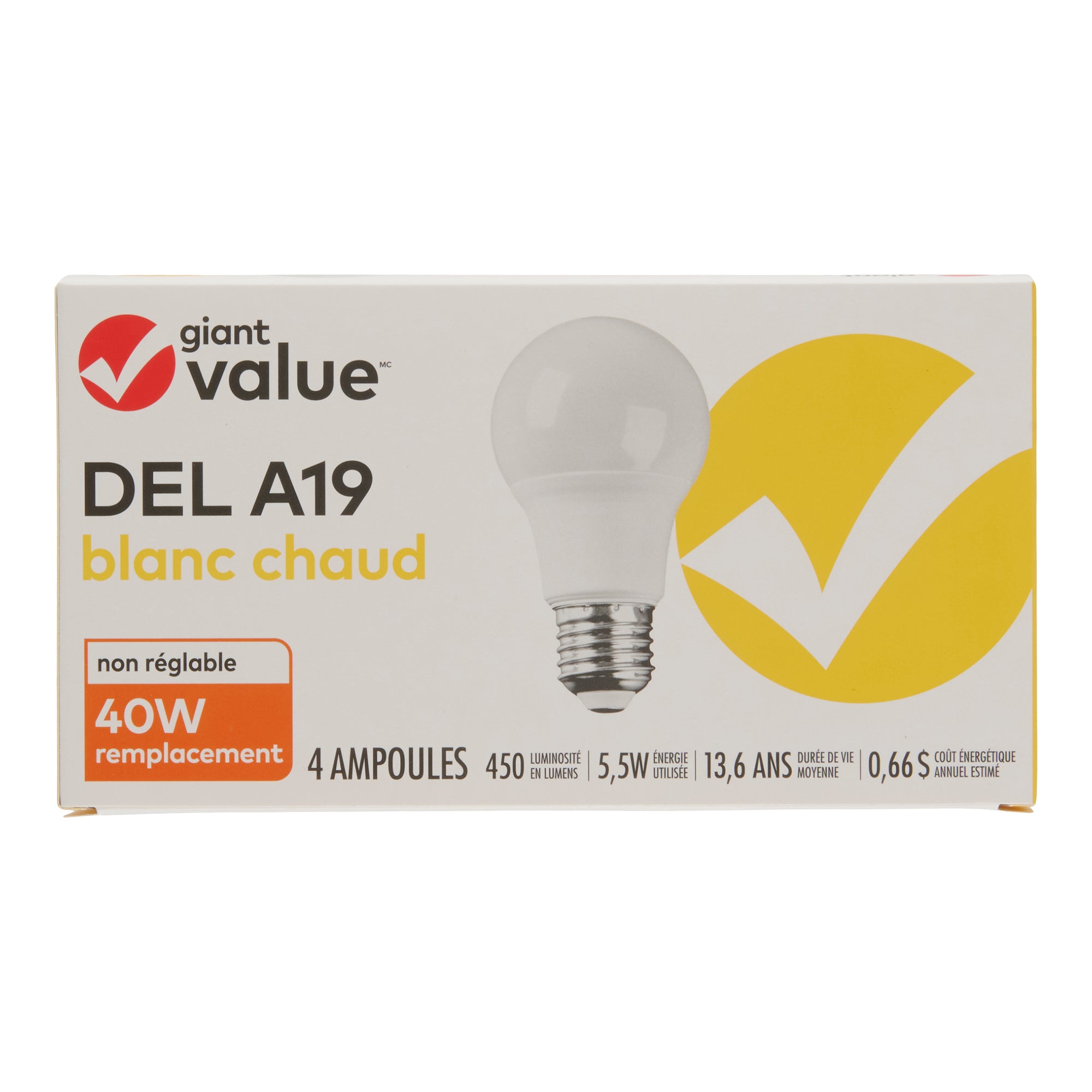 Giant Value LED A19 Light Bulbs, 40 Watt, Warm White – Giant Tiger