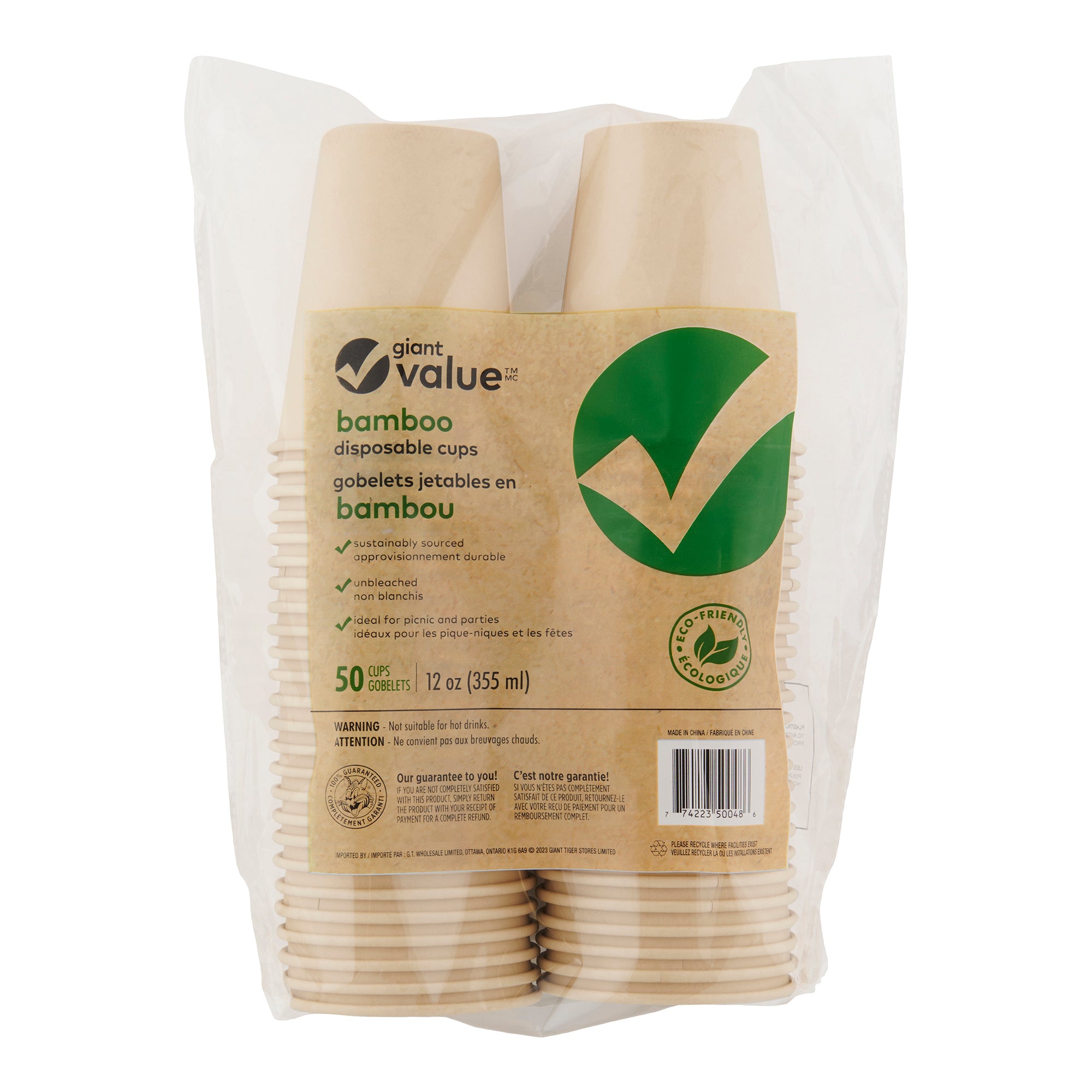 Giant Value Bamboo Disposable Cups, 50-Pack – Giant Tiger