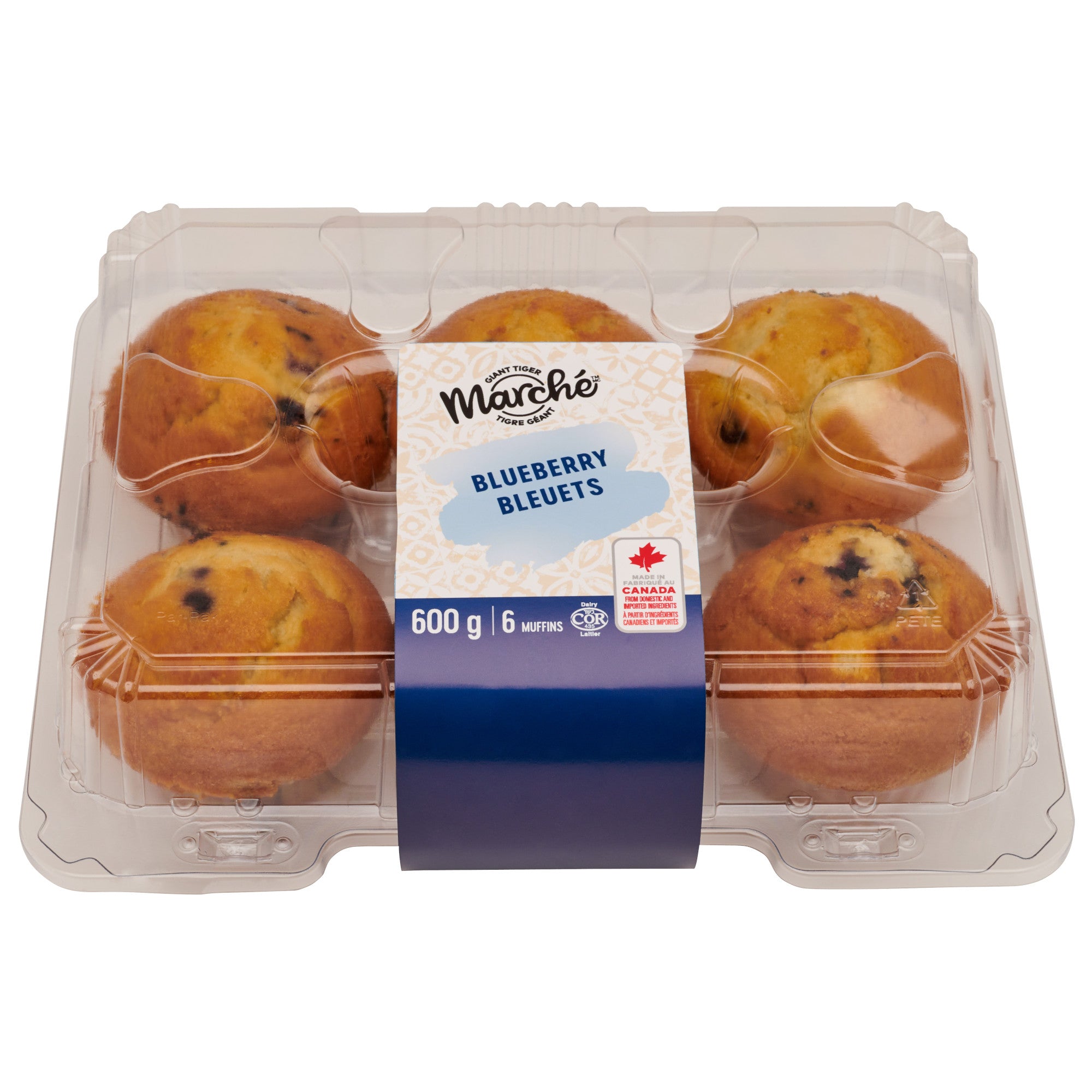 Giant Tiger Marché Blueberry Muffin, Pack of 6, 600 g