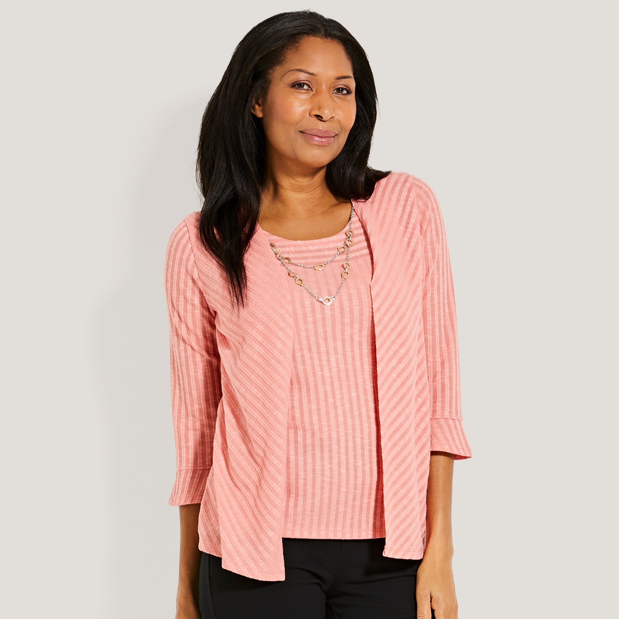 Classic Editions Women's Classic Style Long Sleeve Fooler Top with Nec ...