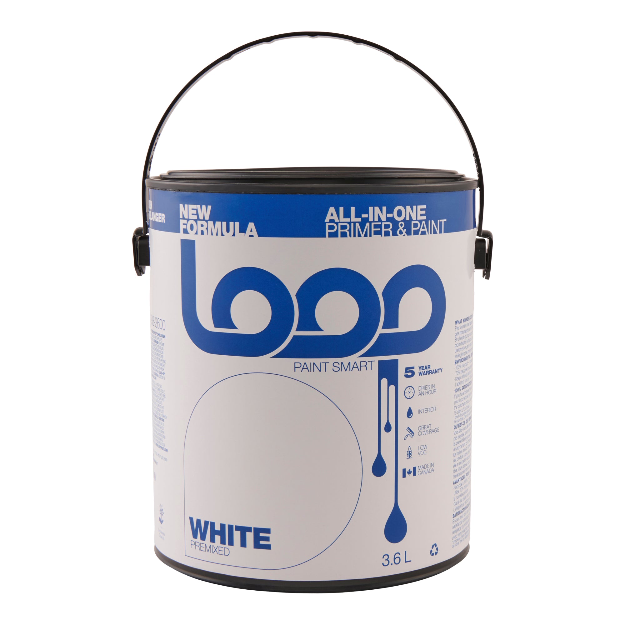 Loop Interior Latex Premium Recycled Paint + Primer, White, 3.8-L ...