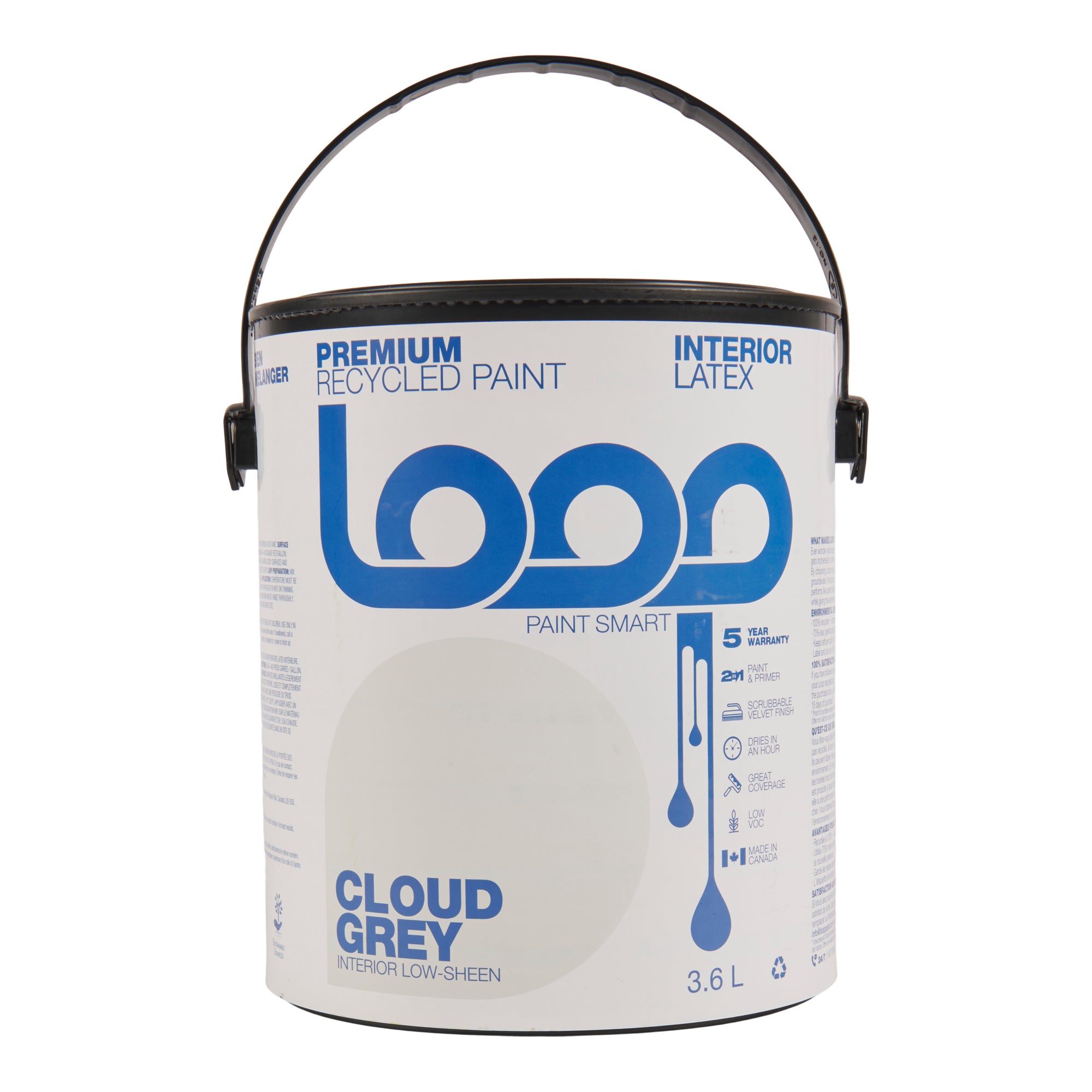 Loop Interior Latex Premium Recycled Paint, Cloud Grey, 3.8-L. – Giant ...