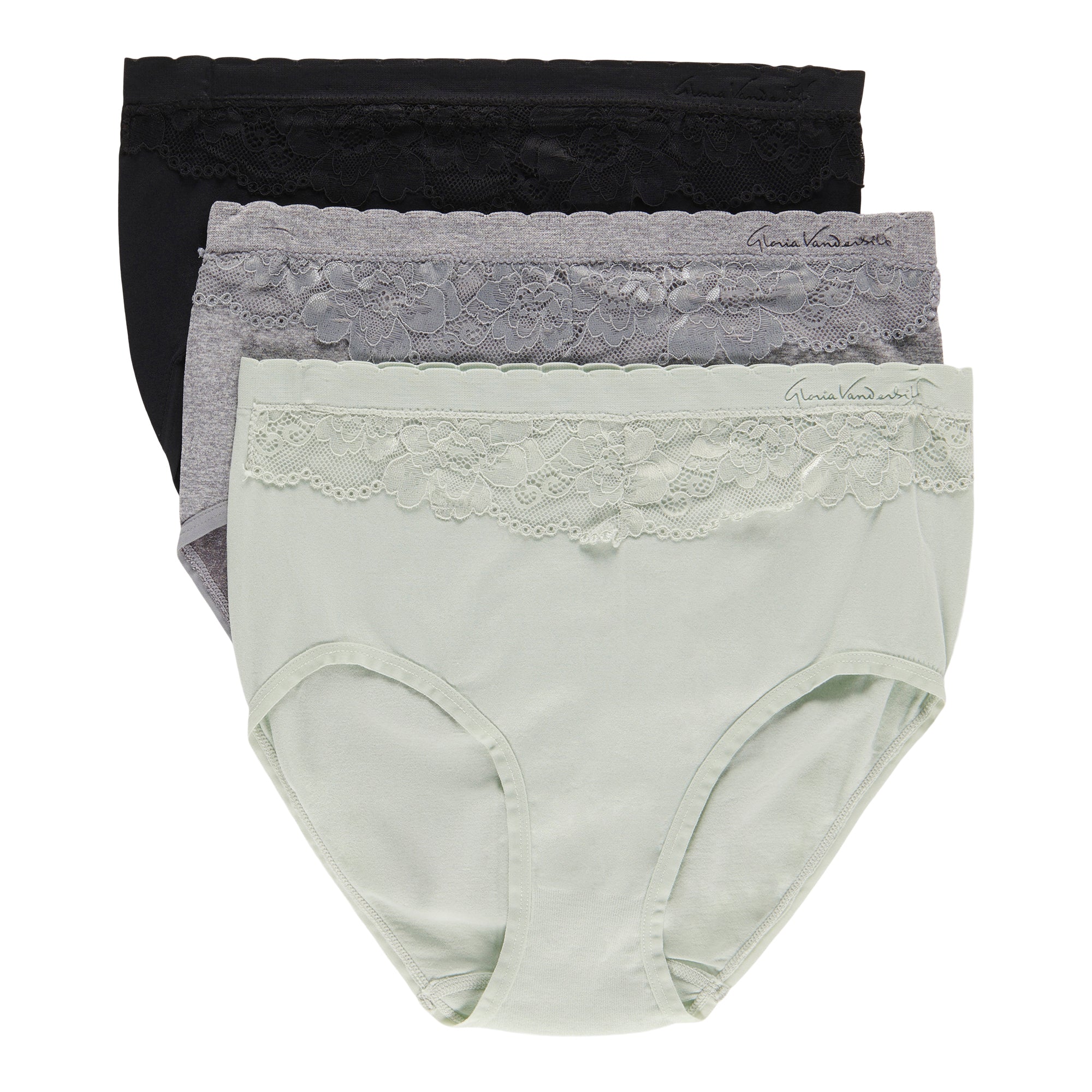 Gloria Vanderbilt Women's Plus Microfiber and Lace Briefs, 3-Pack ...