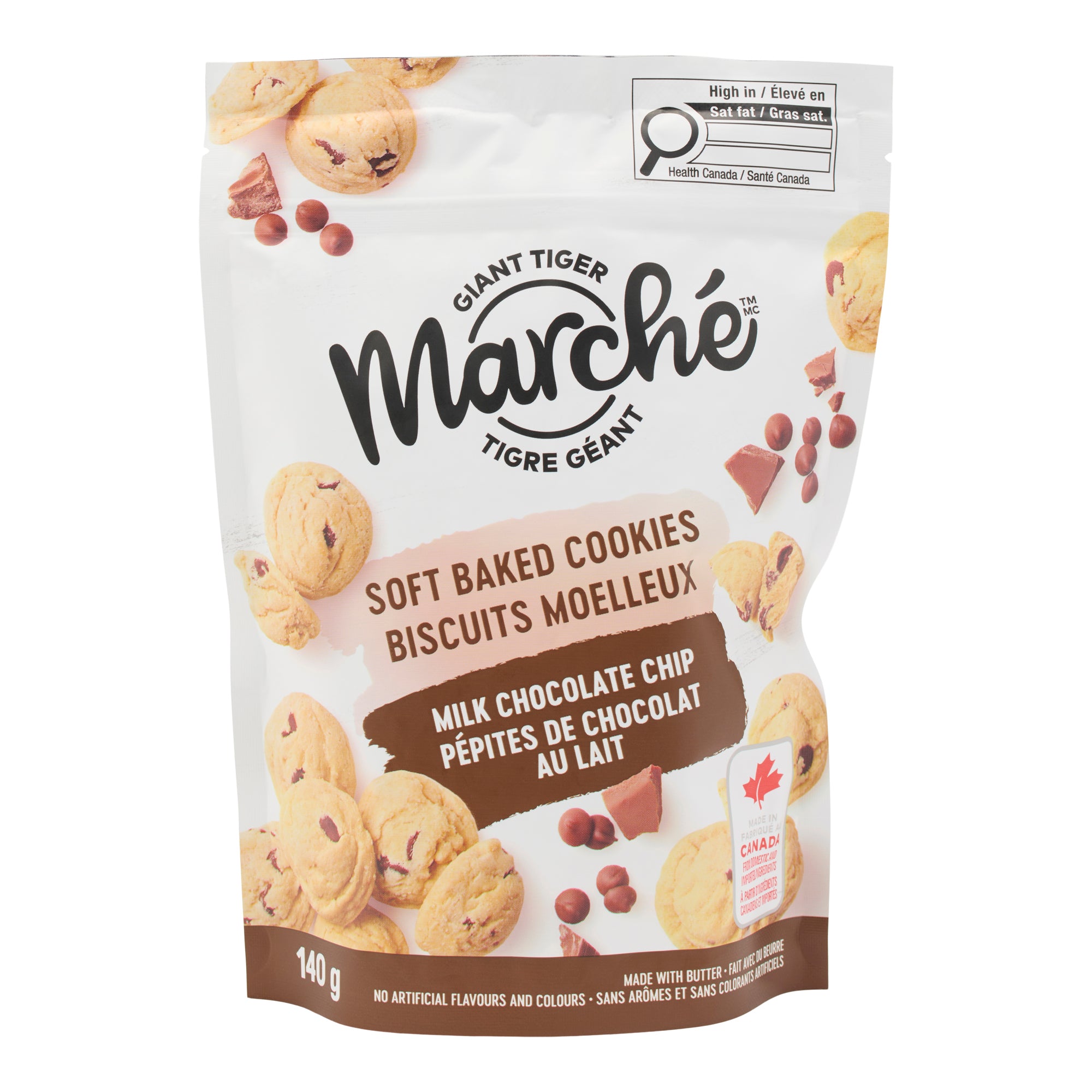 Giant Tiger Marché Milk Chocolate Chip Soft Baked Cookies, 140 g
