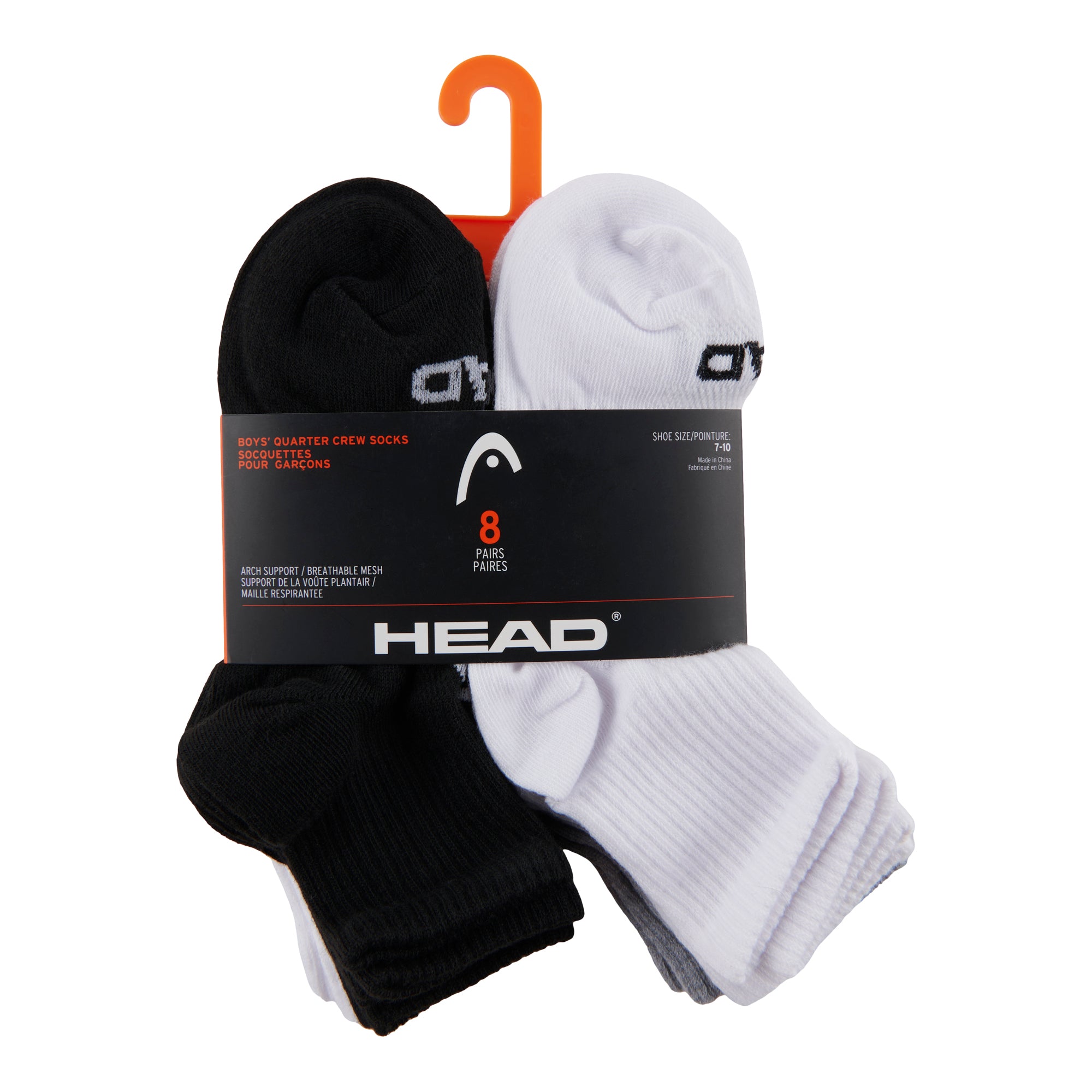 HEAD Boys' Quarter Crew Socks, 8-Pack – Giant Tiger