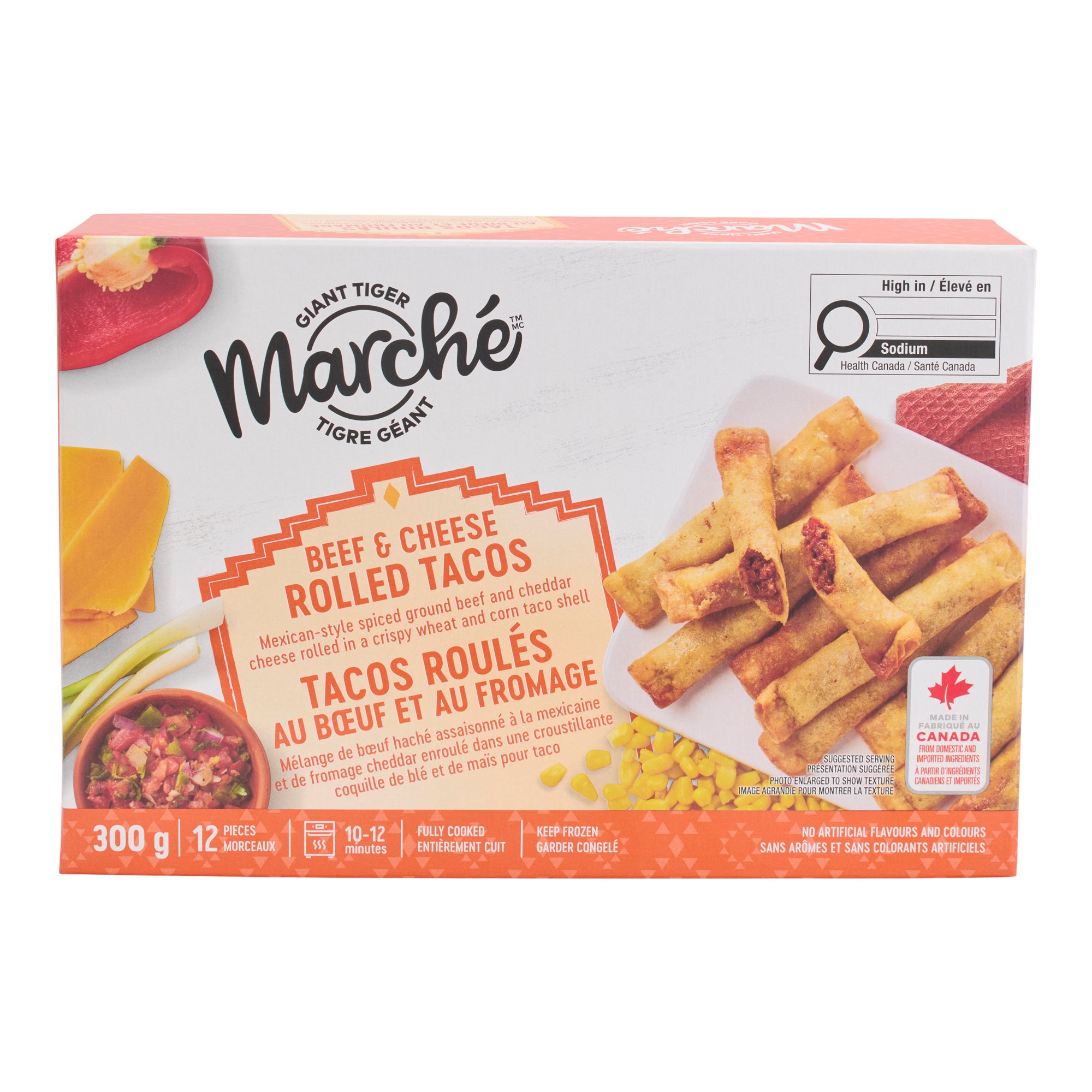 Giant Tiger Marché Beef and Cheese Rolled Tacos, 300 g