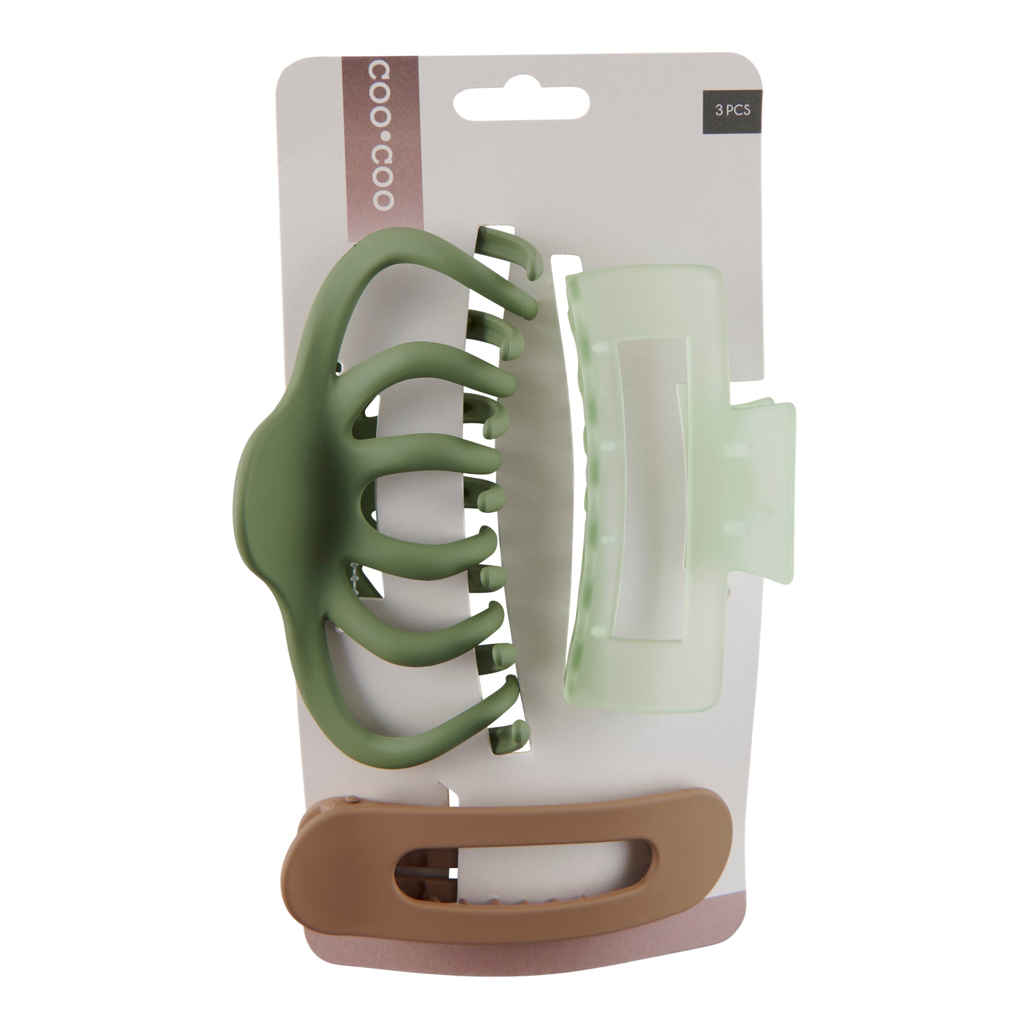 Coo Coo Eucalyptus and Taupe Assorted Hair Clips, 3-Piece – Giant Tiger