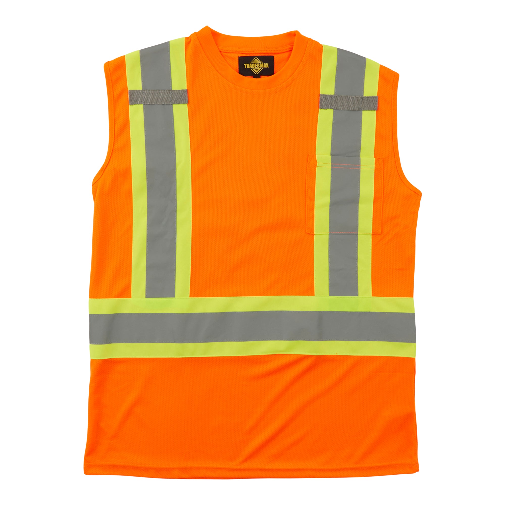 Tradesmax Pro Men's Orange Sleeveless Reflective HIVIS T-Shirt – Giant ...
