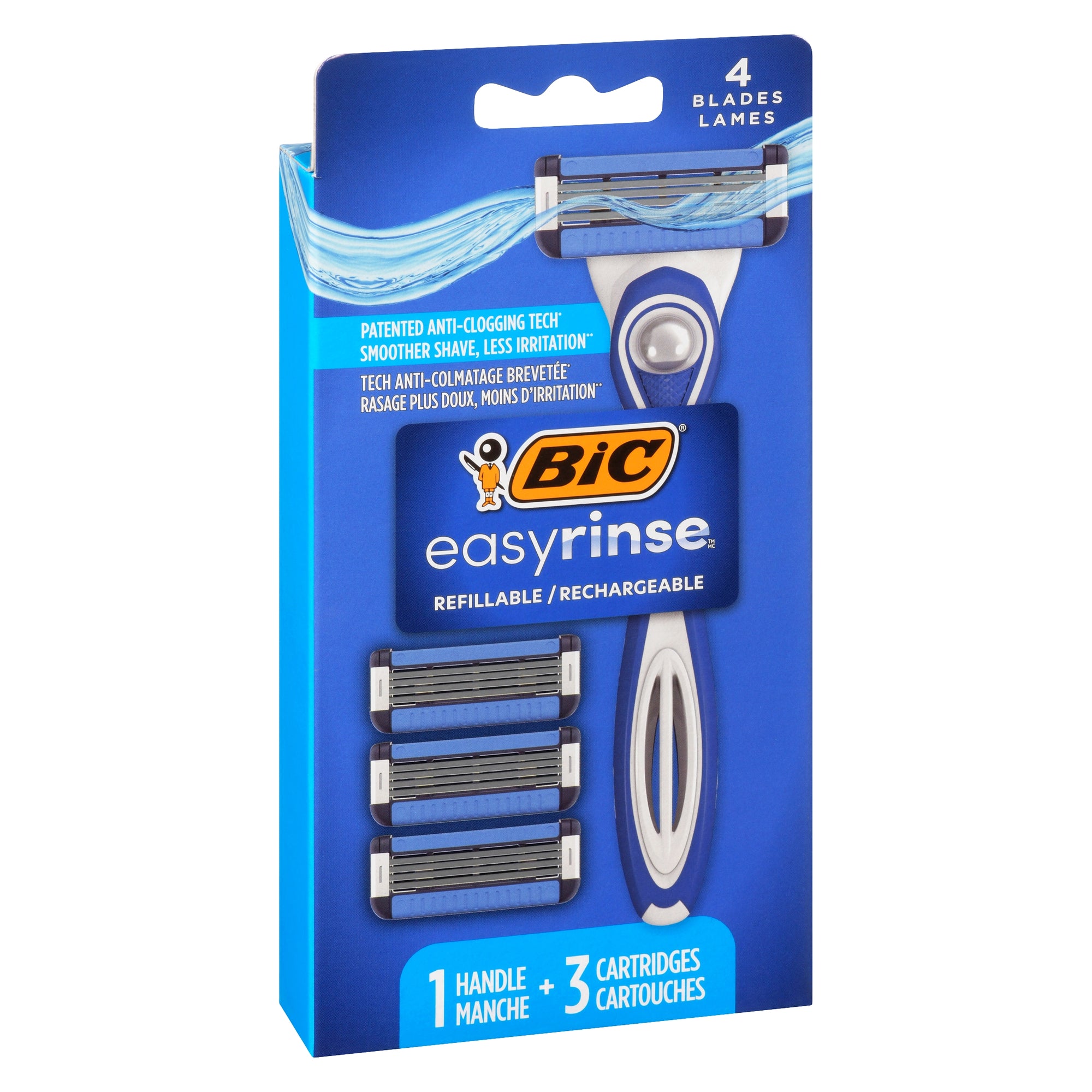 BIC EasyRinse 4 Blades Refillable 1 Handle + 3 Cartridges – Giant Tiger