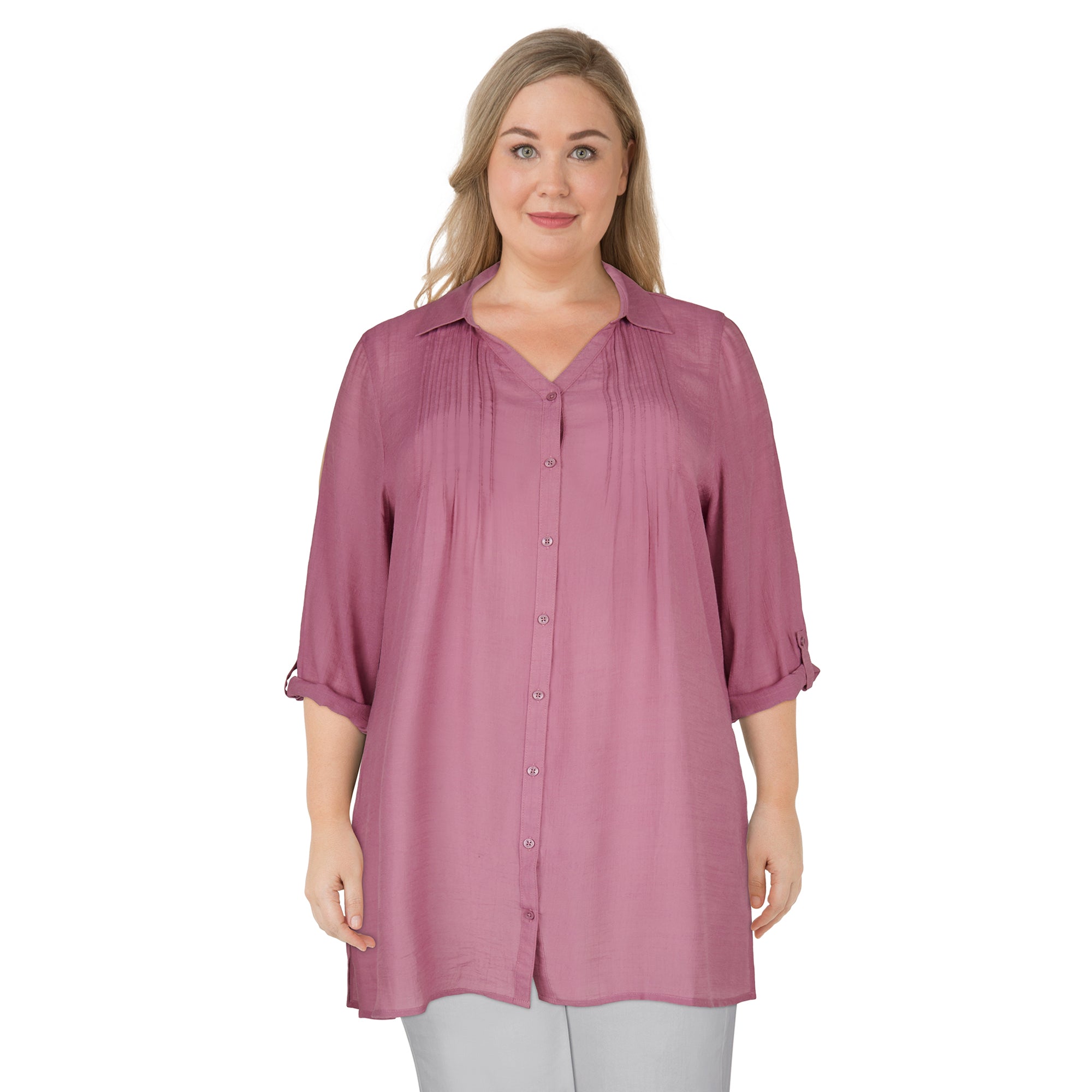 lily morgan Women's Plus Pintuck Crinkle Blouse – Giant Tiger