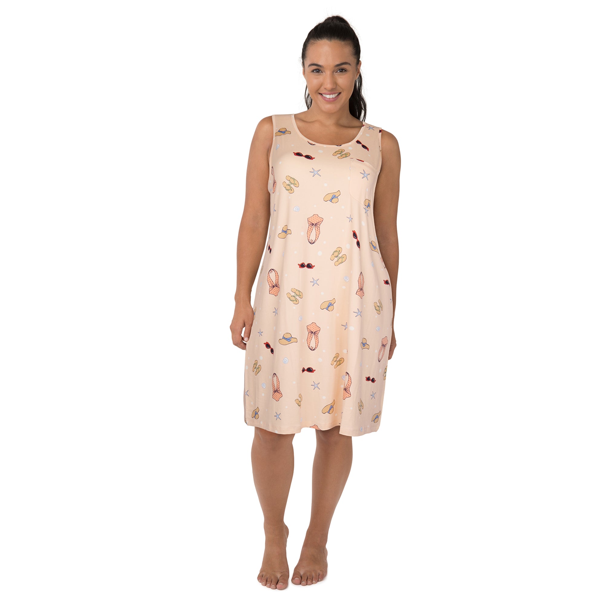 Chemise de nuit tombant sous la taille sans manches taille plus Carism ...