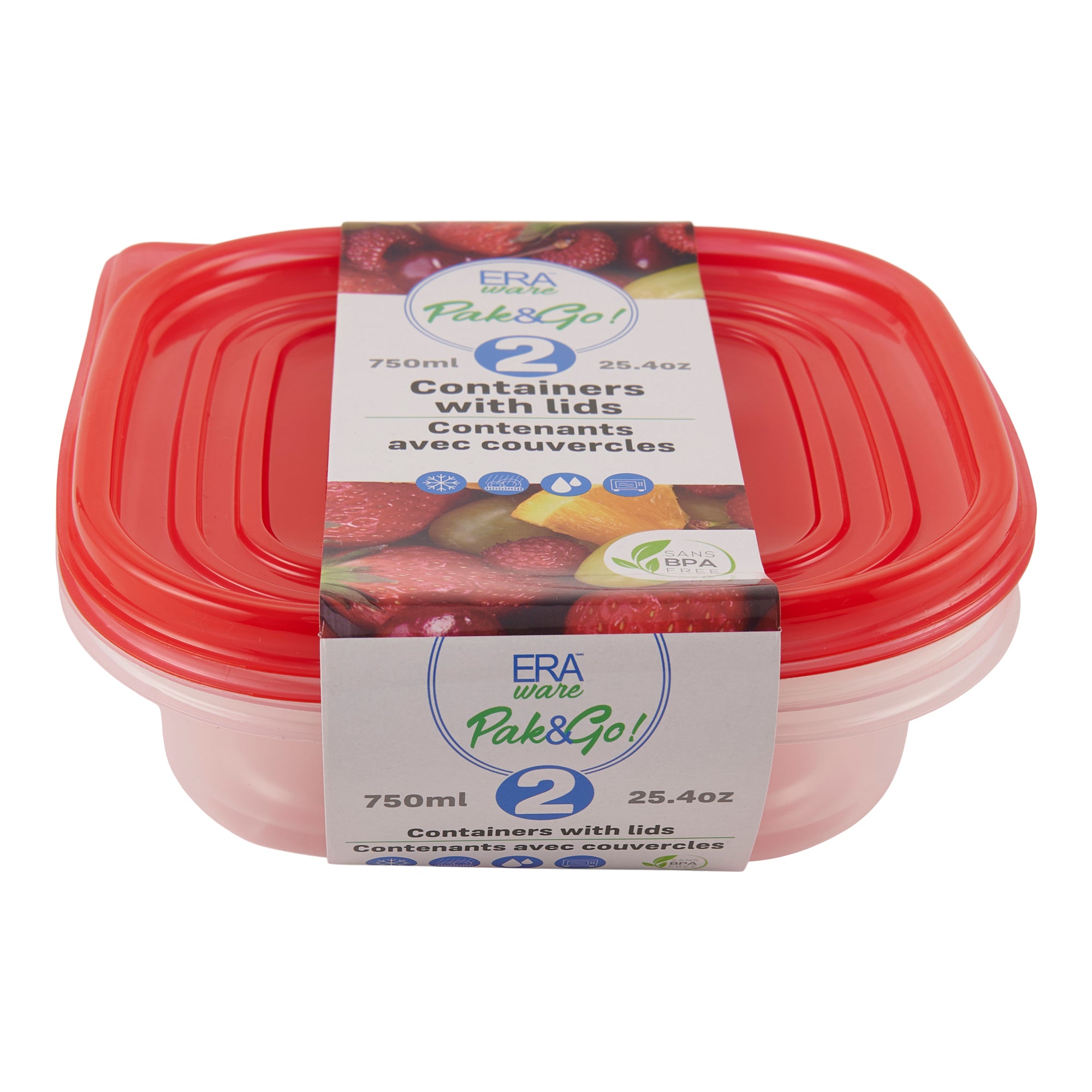 ERAware Food Storage Containers, Red, 750-ml, 2 Pack – Giant Tiger