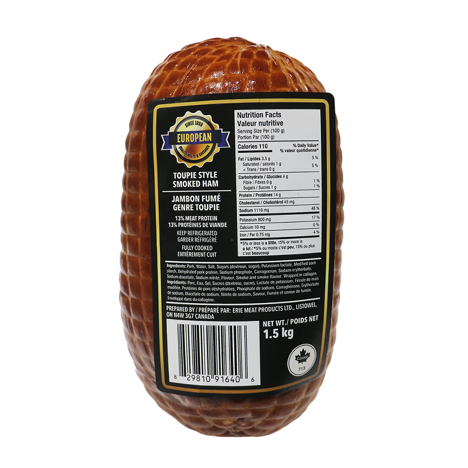 European Quality Meats Toupie Style Smoked Ham, 1.5-kg – Giant Tiger