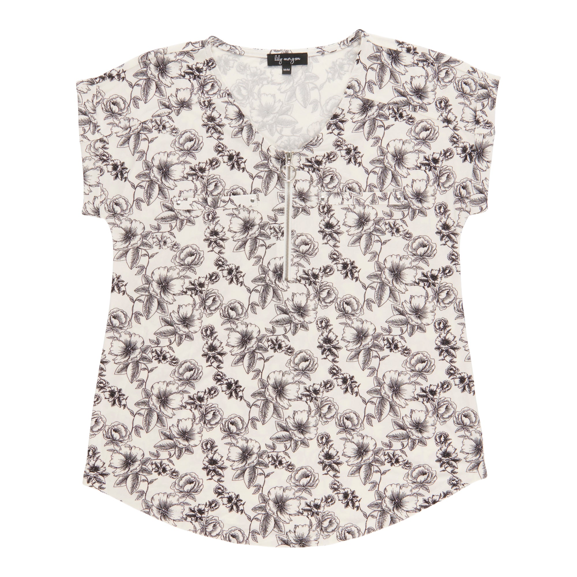 lily morgan Women's V-Neck Zipper Front Top – Giant Tiger