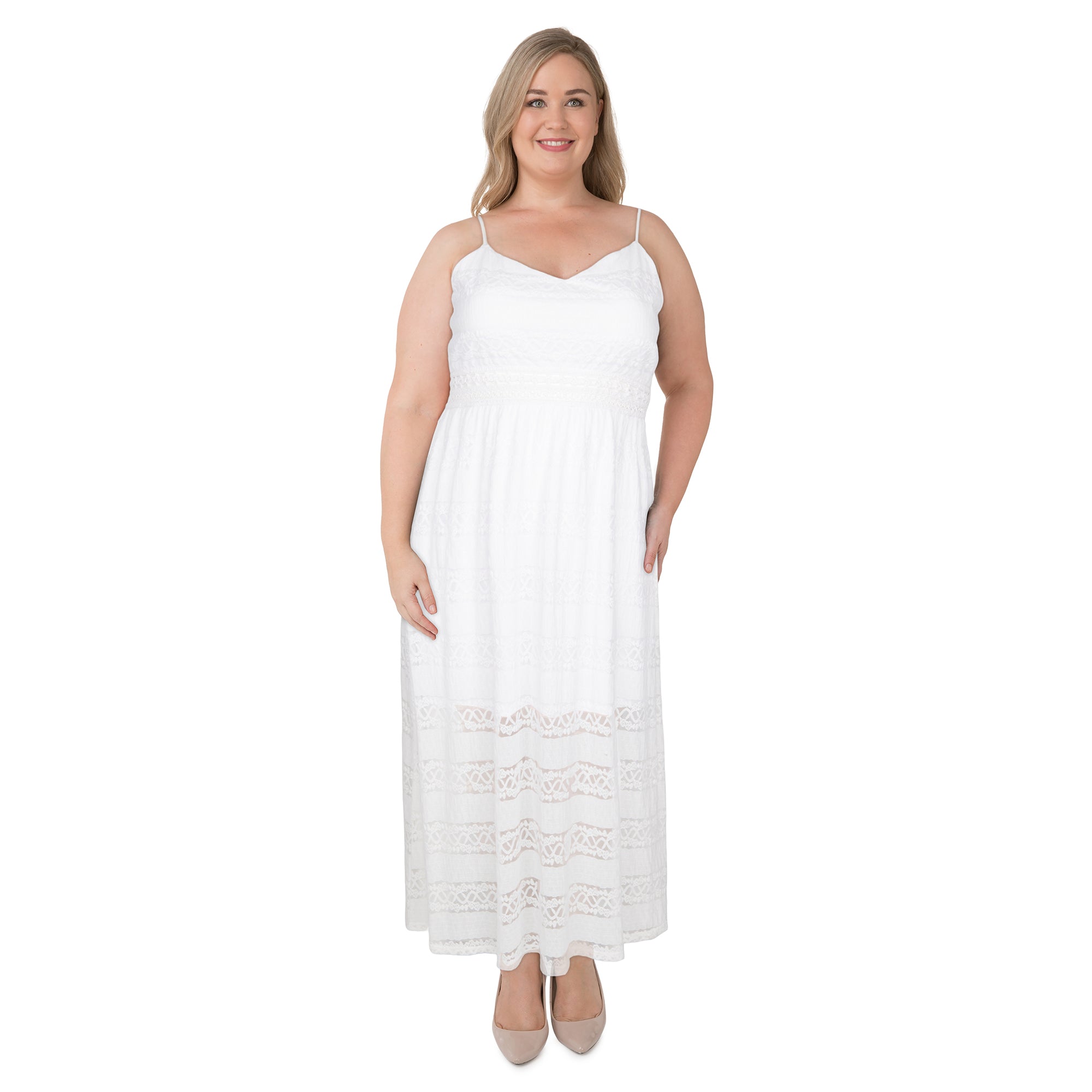 Robe maxi avec détail en dentelle taille plus lily morgan pour femmes ...