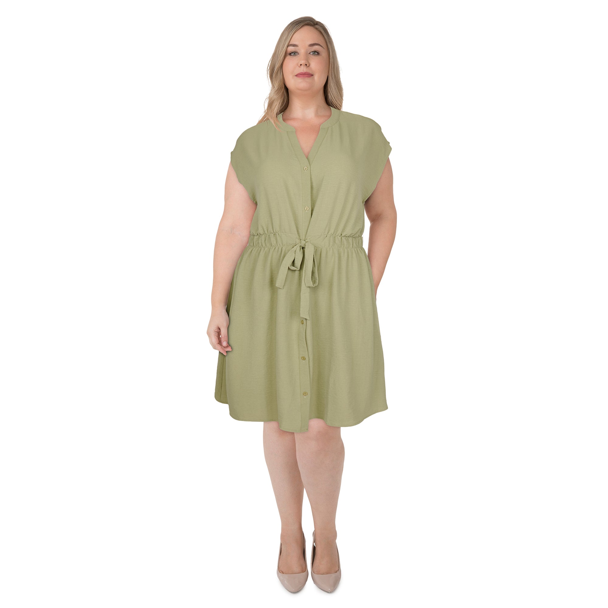 mySTYLE Women's Plus Tie Front Shirt Dress – Giant Tiger