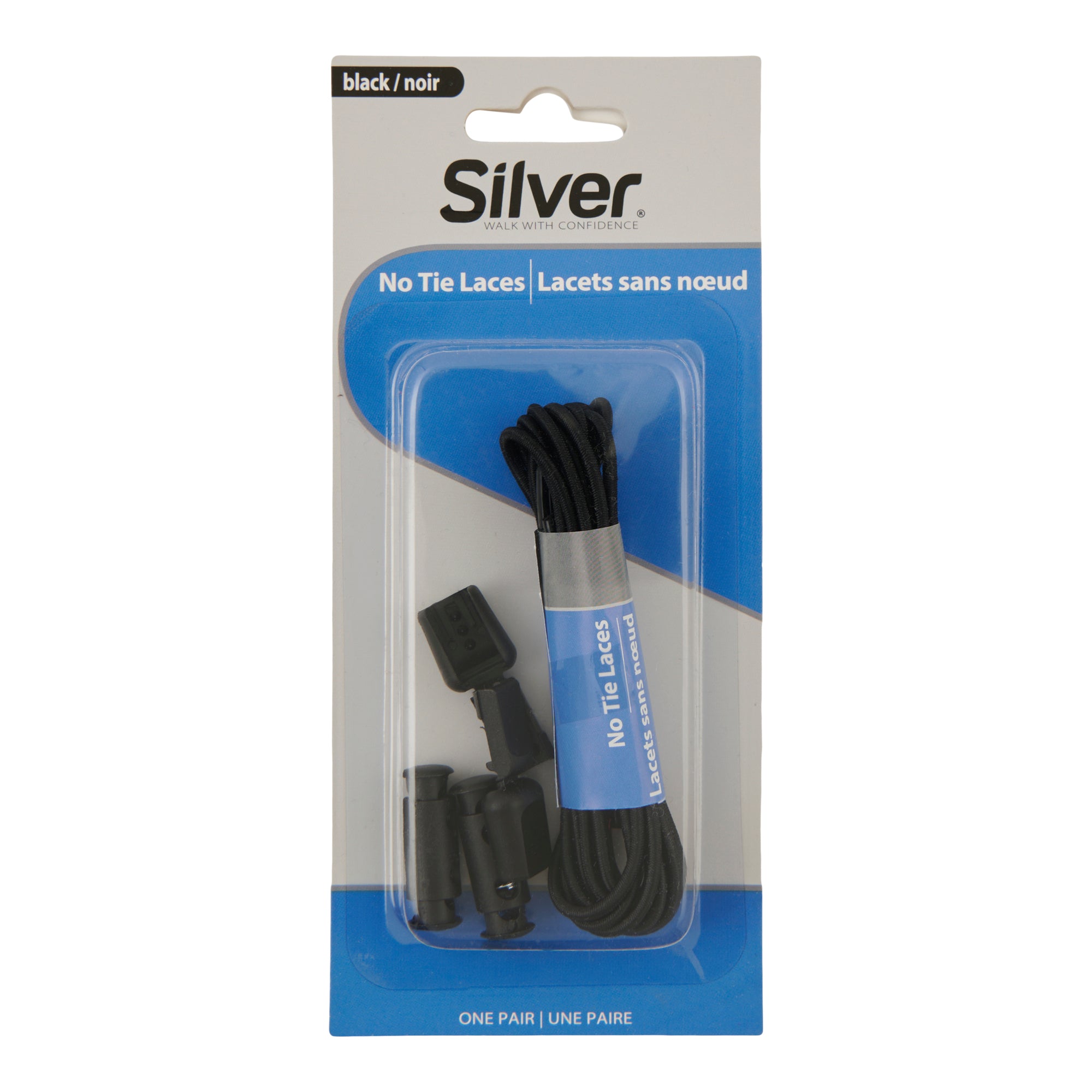 SILVER No-Tie Black Shoe Laces – Giant Tiger