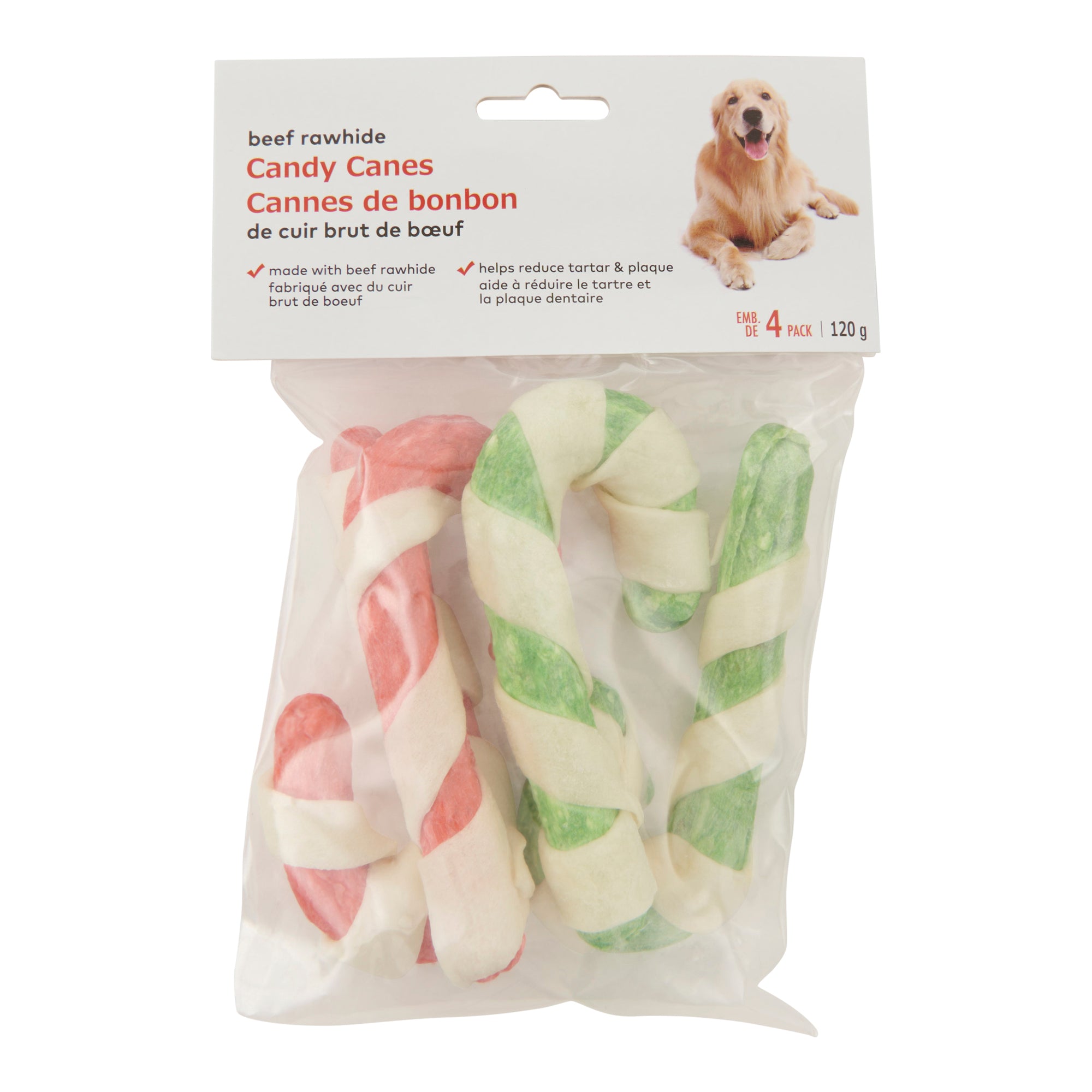 Os en cuir brut en forme de canne de bonbon, emb. de 4 – Giant Tiger