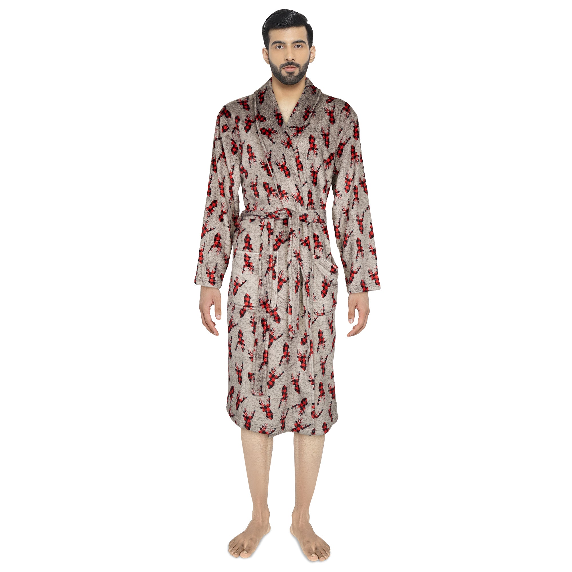 Men's Printed Long Sleeve Plush Robe – Giant Tiger