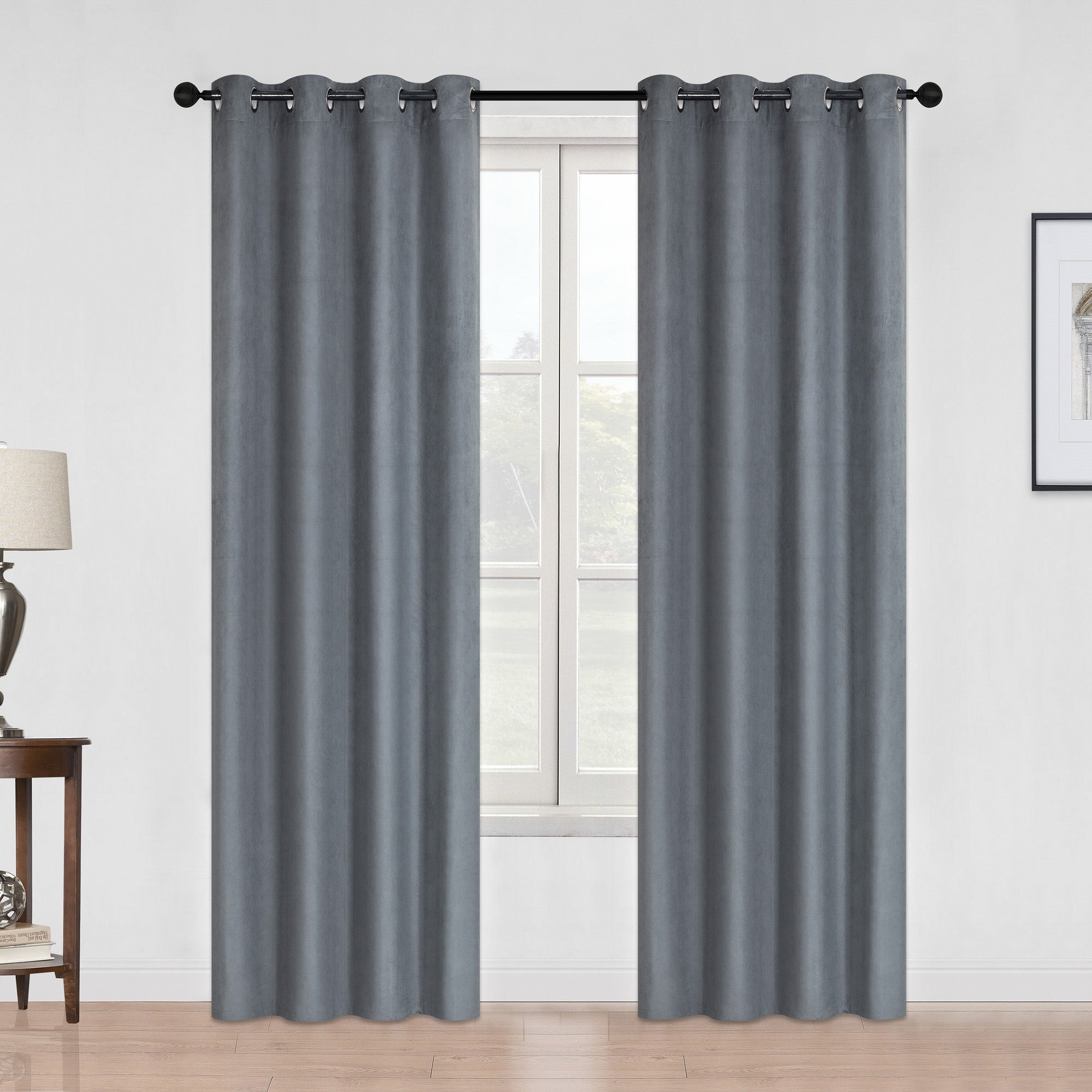 HomeStyles Faux Suede Solid Curtain with Grommets, Assorted, 52-in x 63 ...