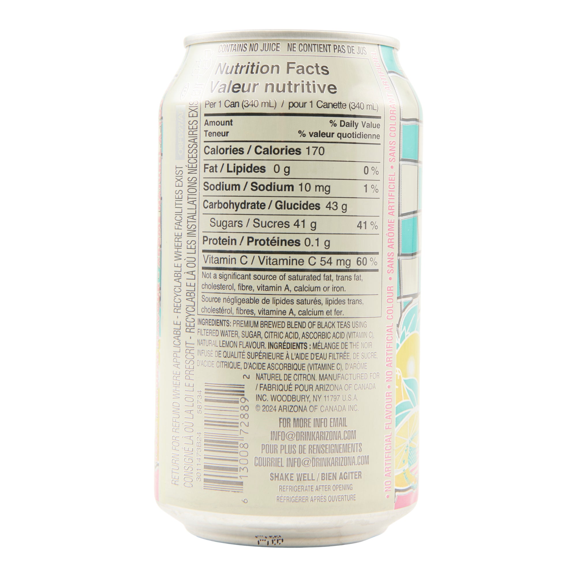 Arizona Lemon Iced Tea, 340 ml – Giant Tiger