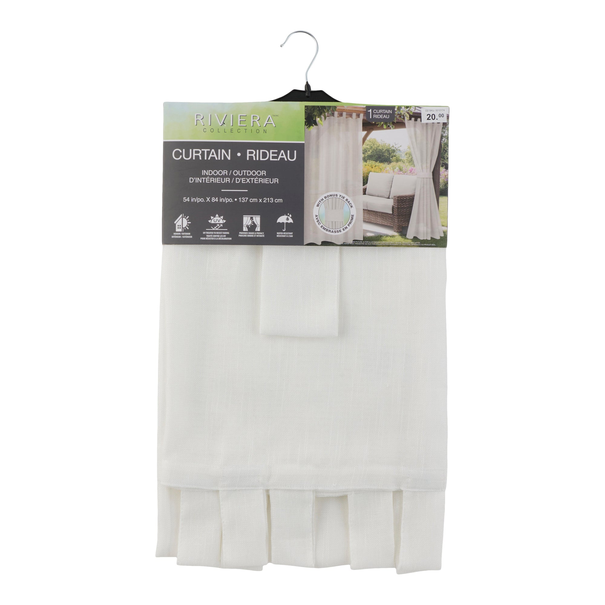 Solid Outdoor Faux Linen Curtain with Velcro Tabs, 54-in x 84-in ...